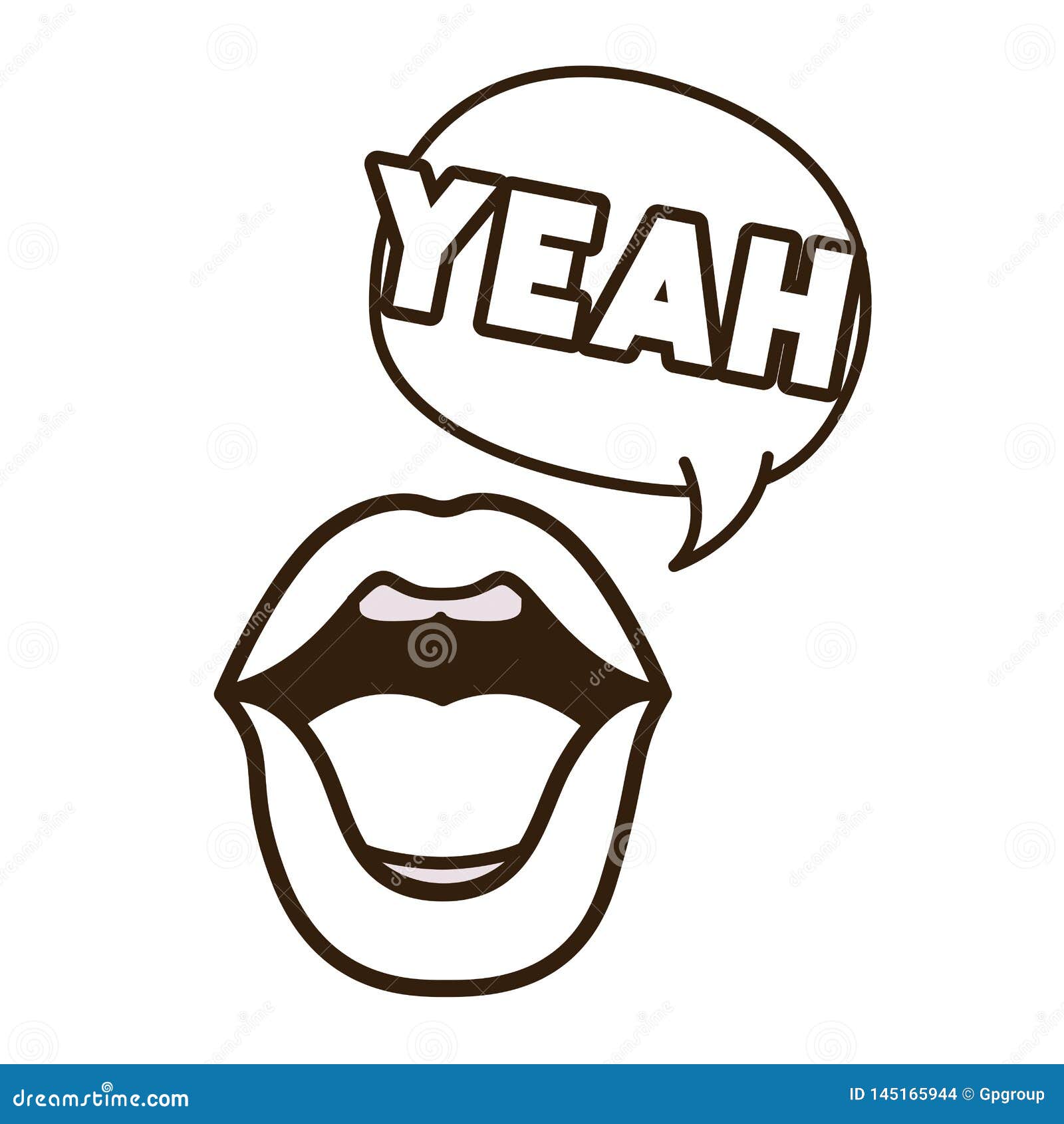 Lips Saying Yeah Avatar Character Stock Vector - Illustration of open ...
