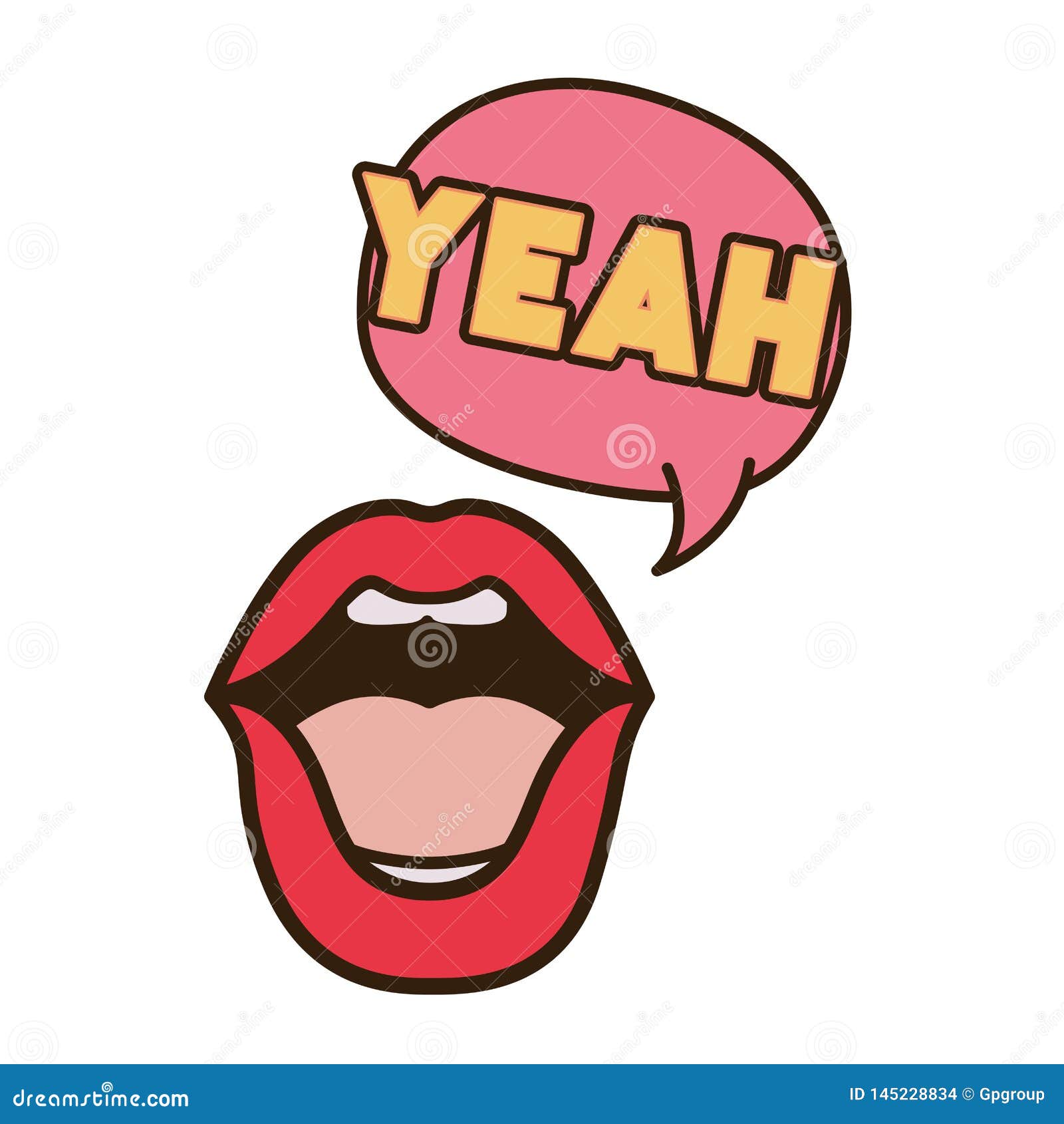 Lips Saying Yeah Avatar Character Stock Vector - Illustration of smile ...