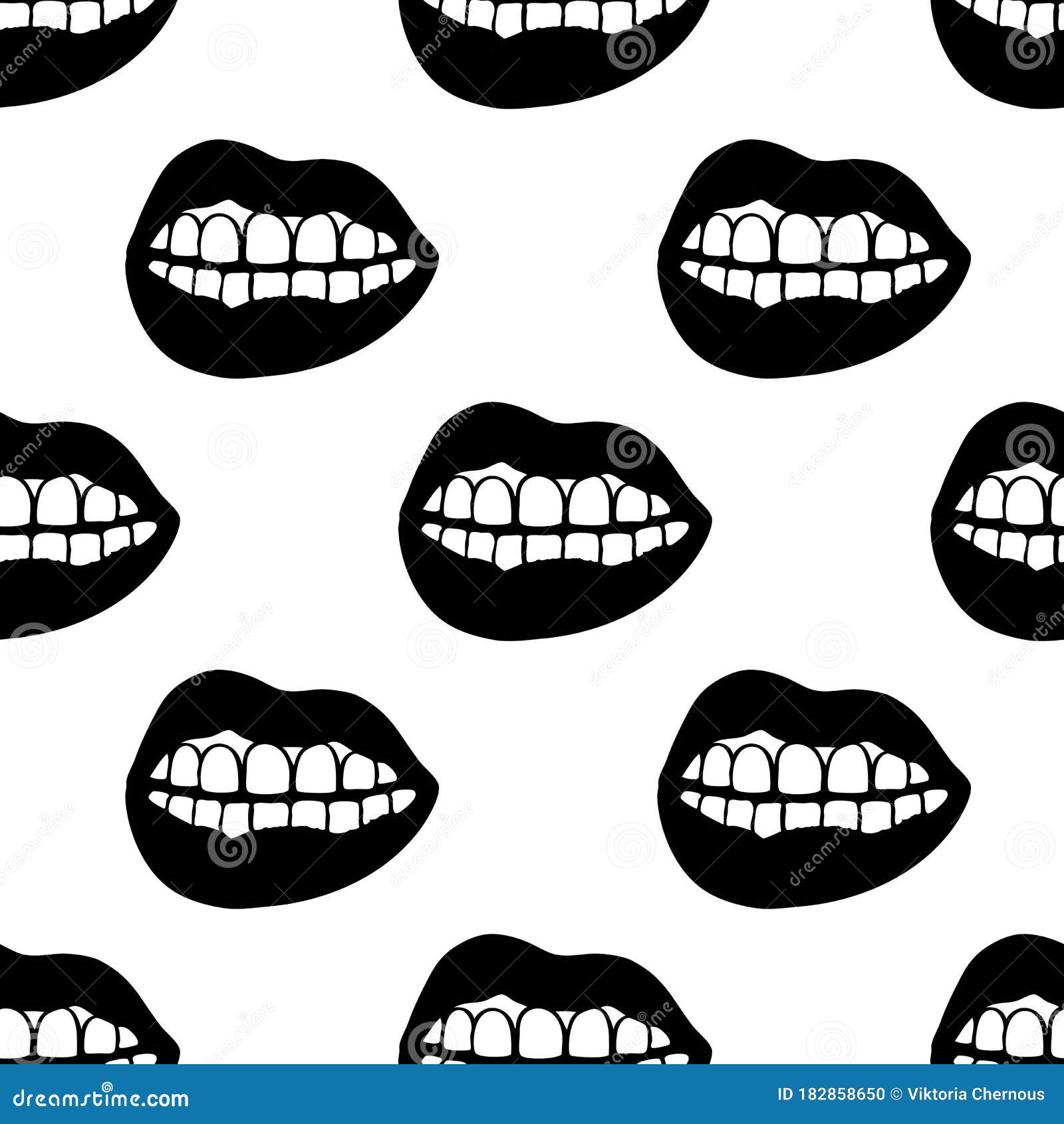 Lips Seamless Doodle Pattern Stock Illustration - Illustration of comic ...