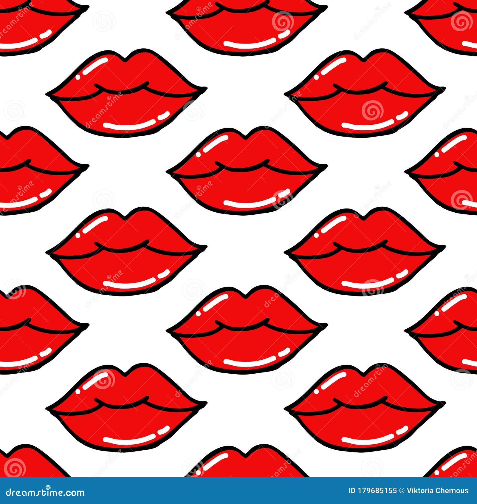 Lips Seamless Doodle Pattern Stock Illustration - Illustration of ...