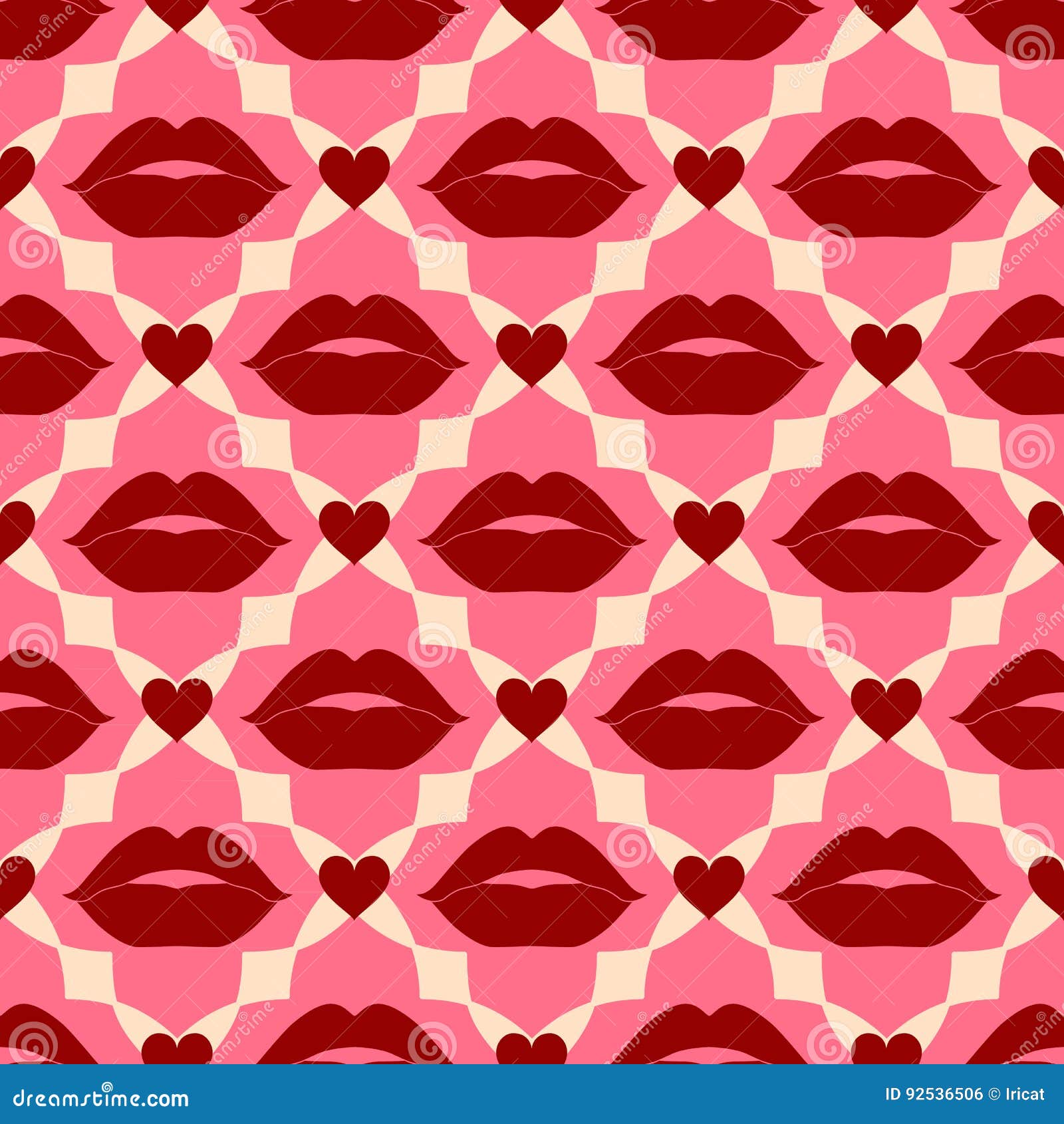Lips Seamless Geometric Pattern in Retro Style. Stock Vector ...