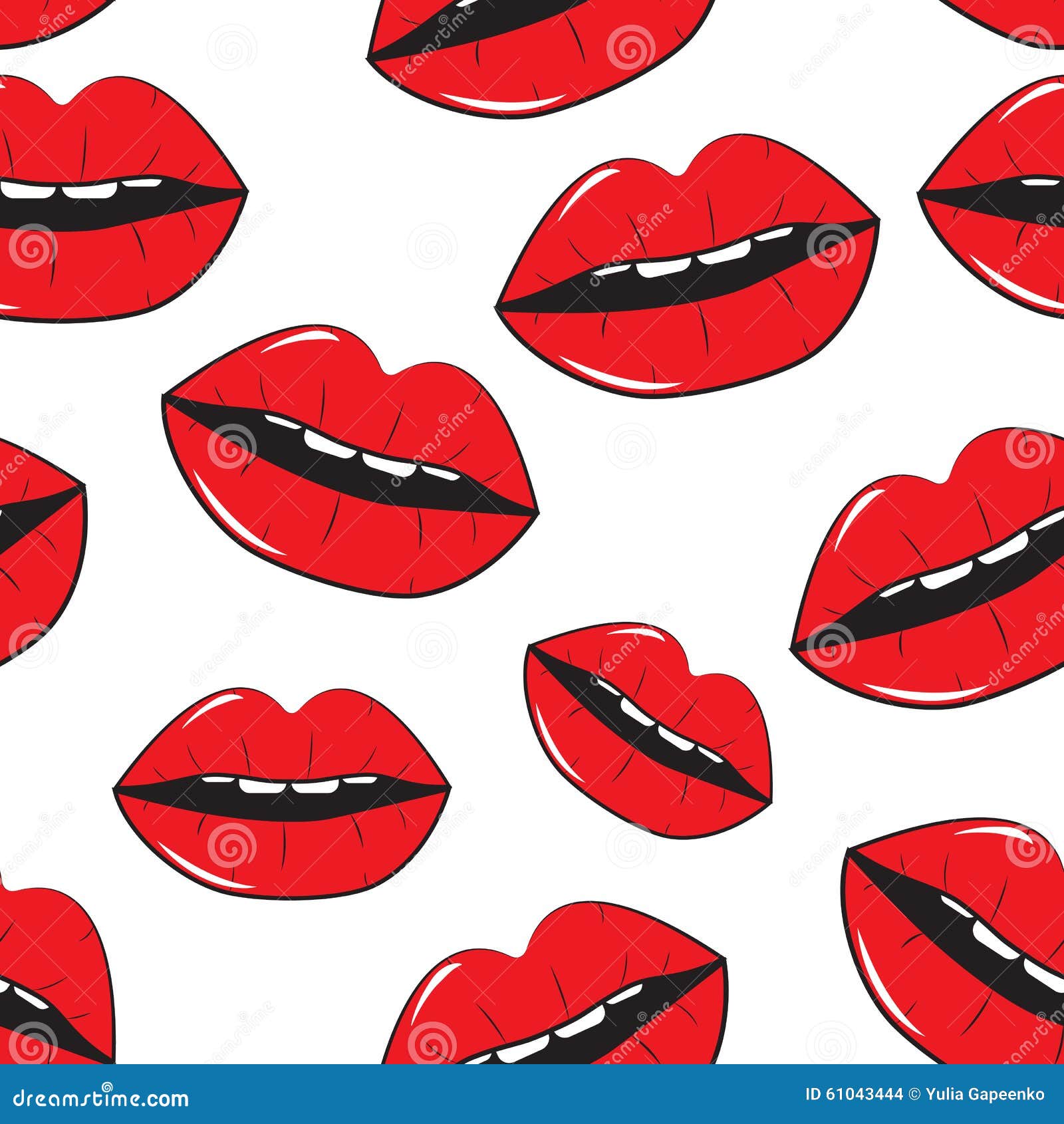 Lips Seamless Pattern Background in Pop Art Style Stock Vector ...