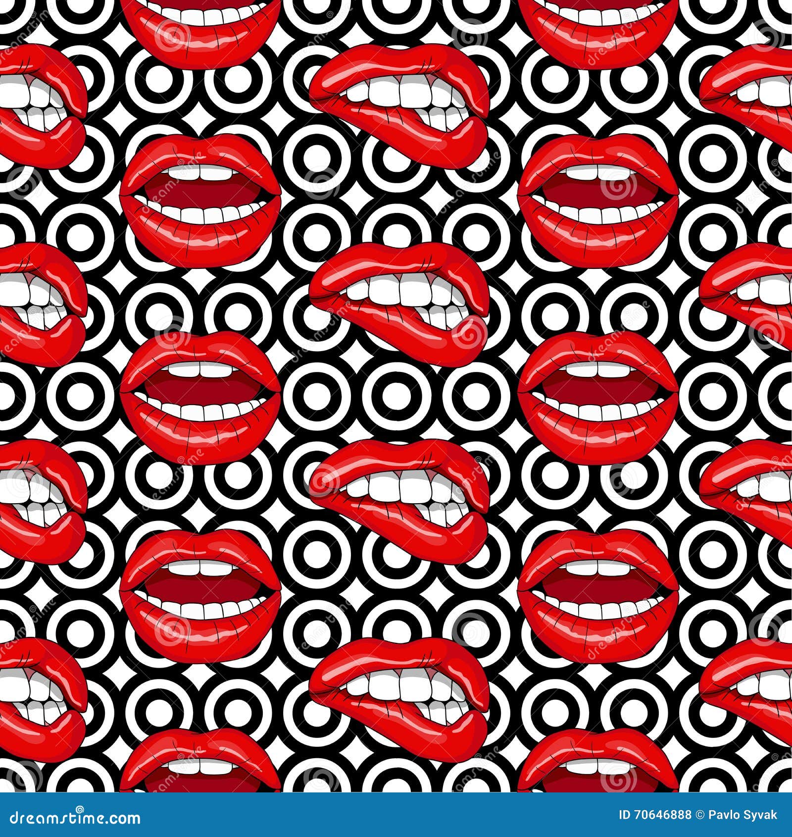Lips Seamless Pattern. Geometrical Retro Background Stock Vector ...