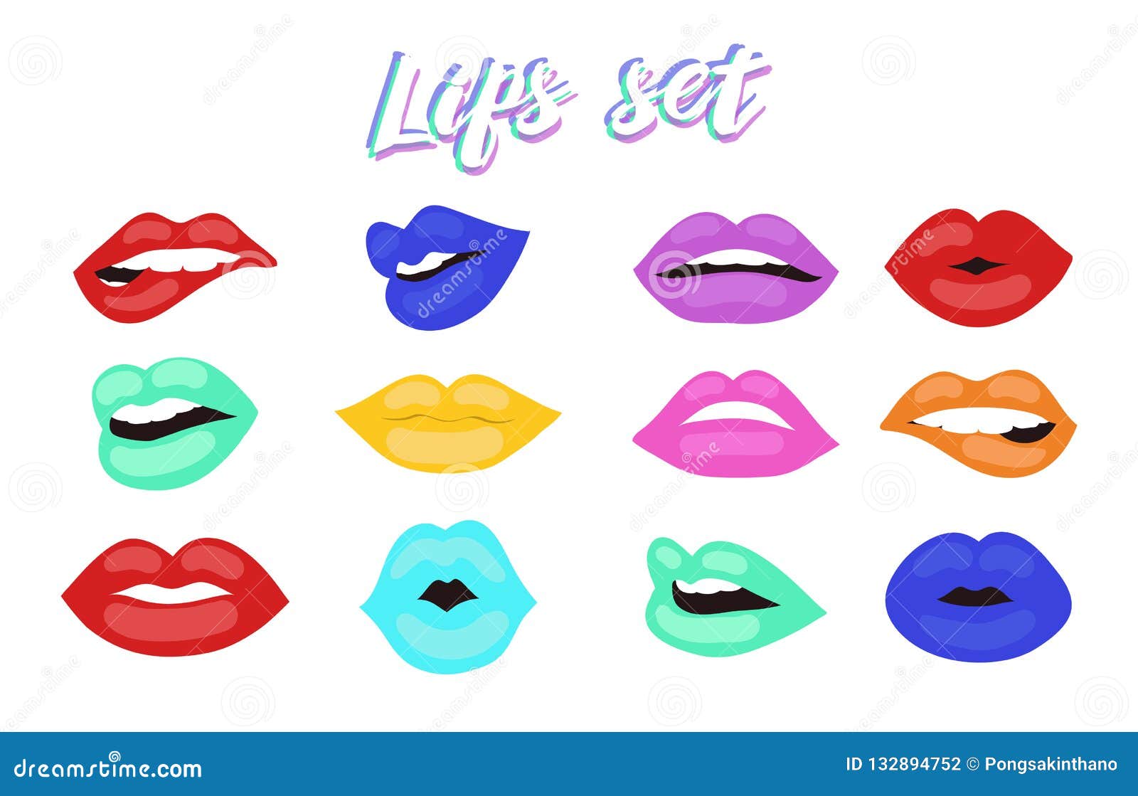 Full Colour Lips Set Vector Design Stock Vector - Illustration of ...