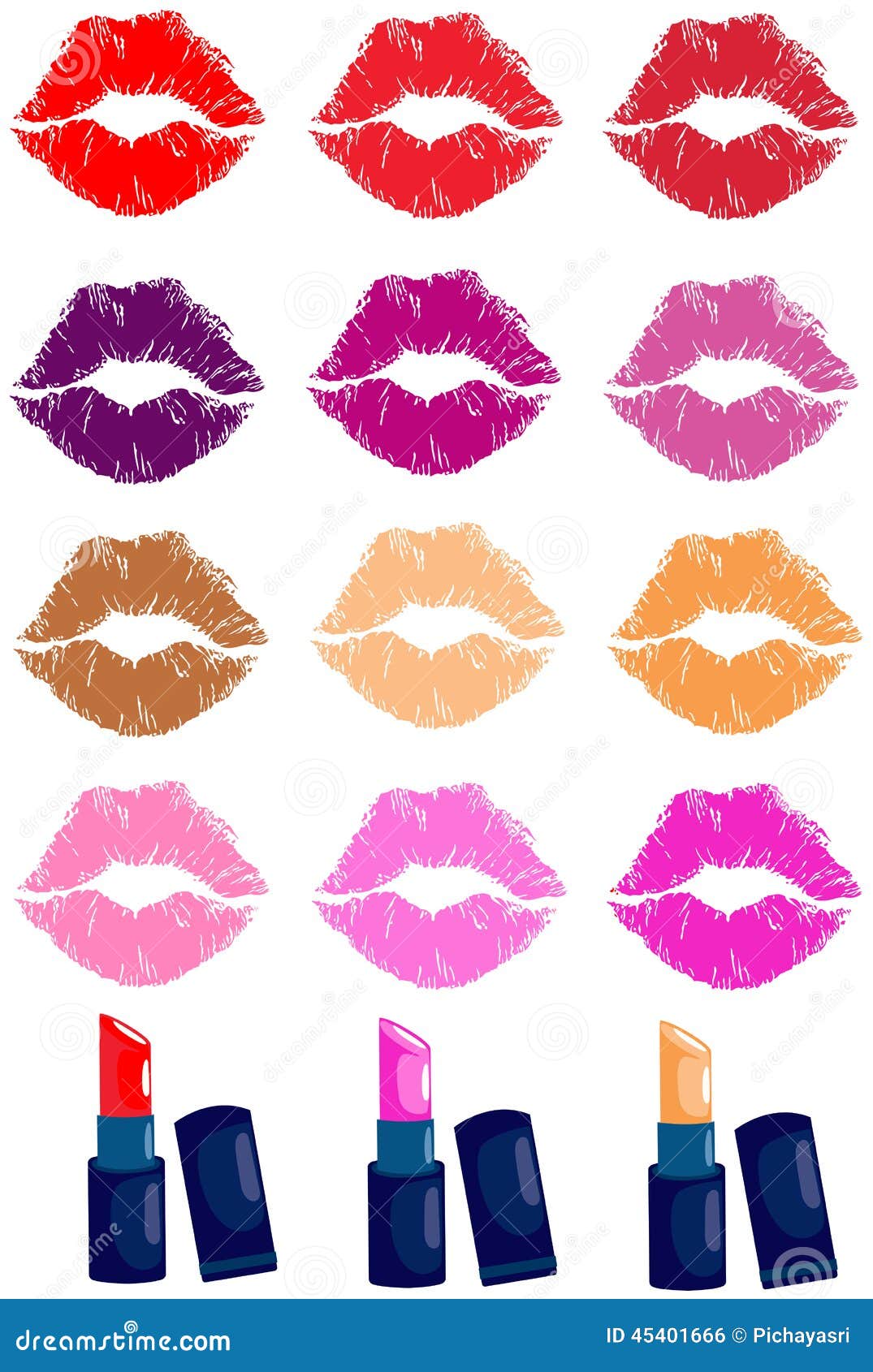 Lips With Shade Of Colour And Lipsticks Stock Vector Illustration Of
