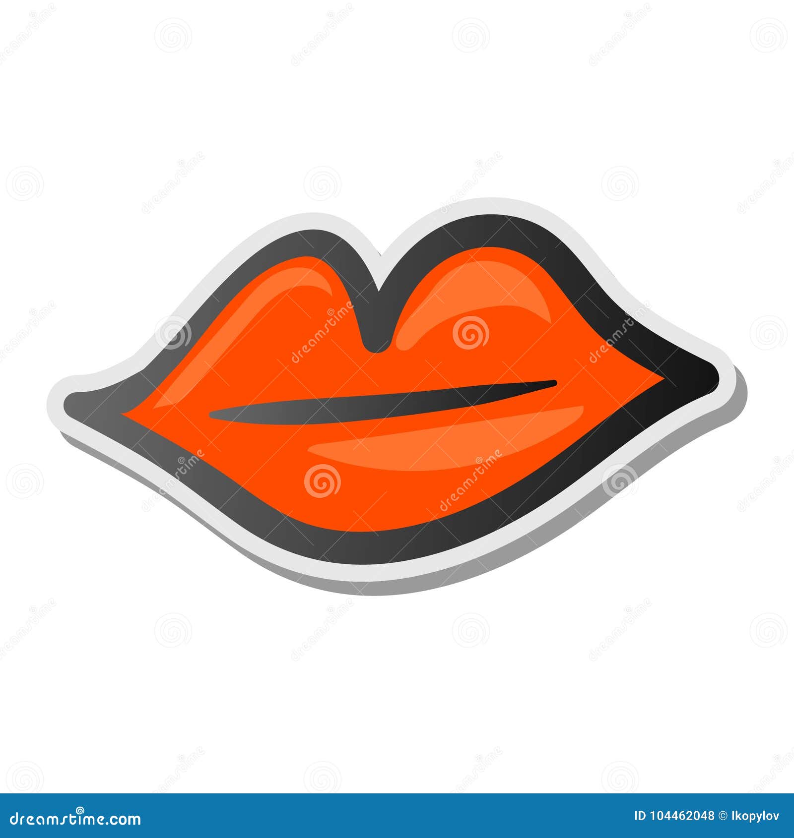 Lips Sticker Icon Illustration, Emoji Style Stock Vector - Illustration ...