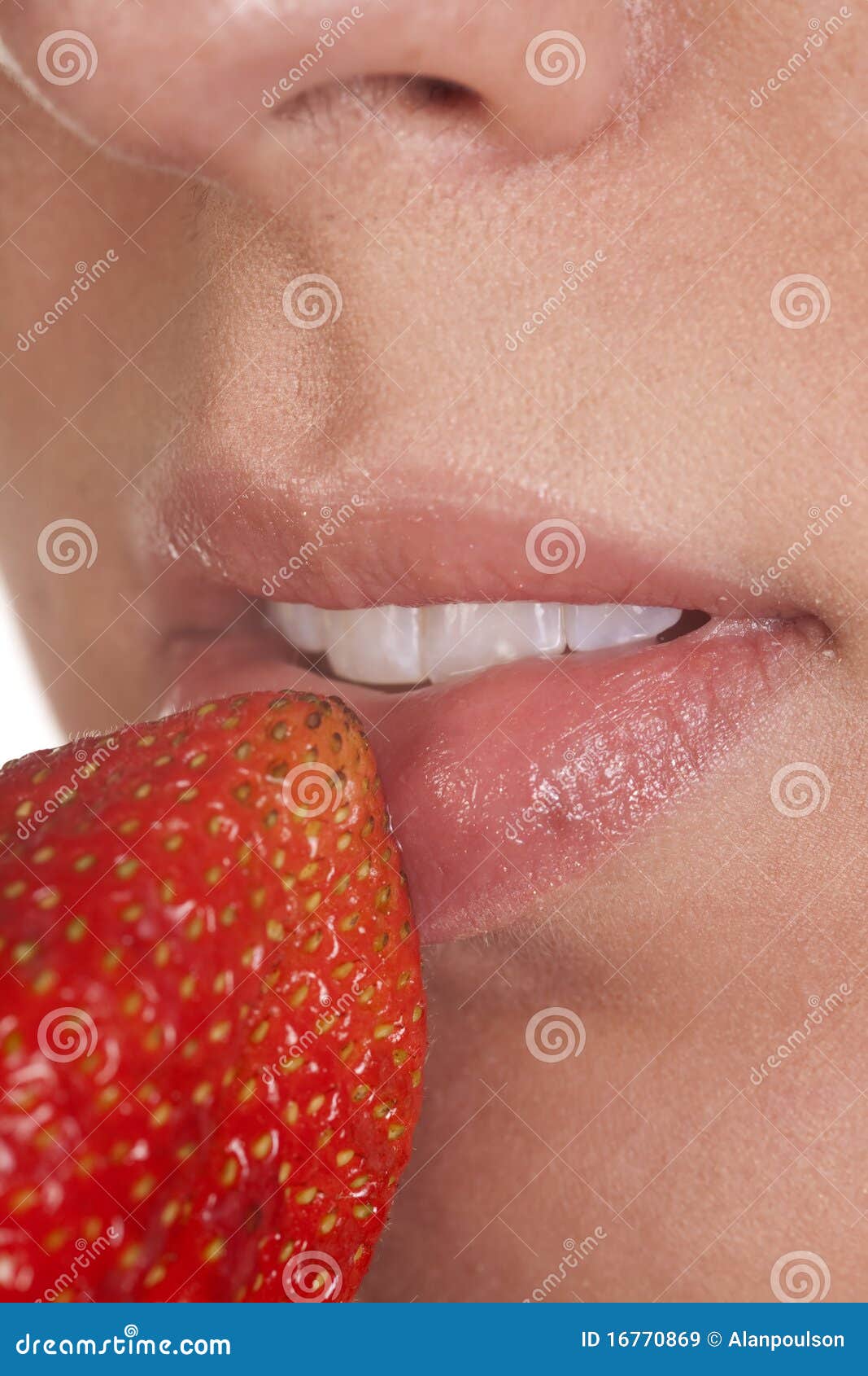 Lips with strawberry stock image. Image of fresh, blond - 16770869