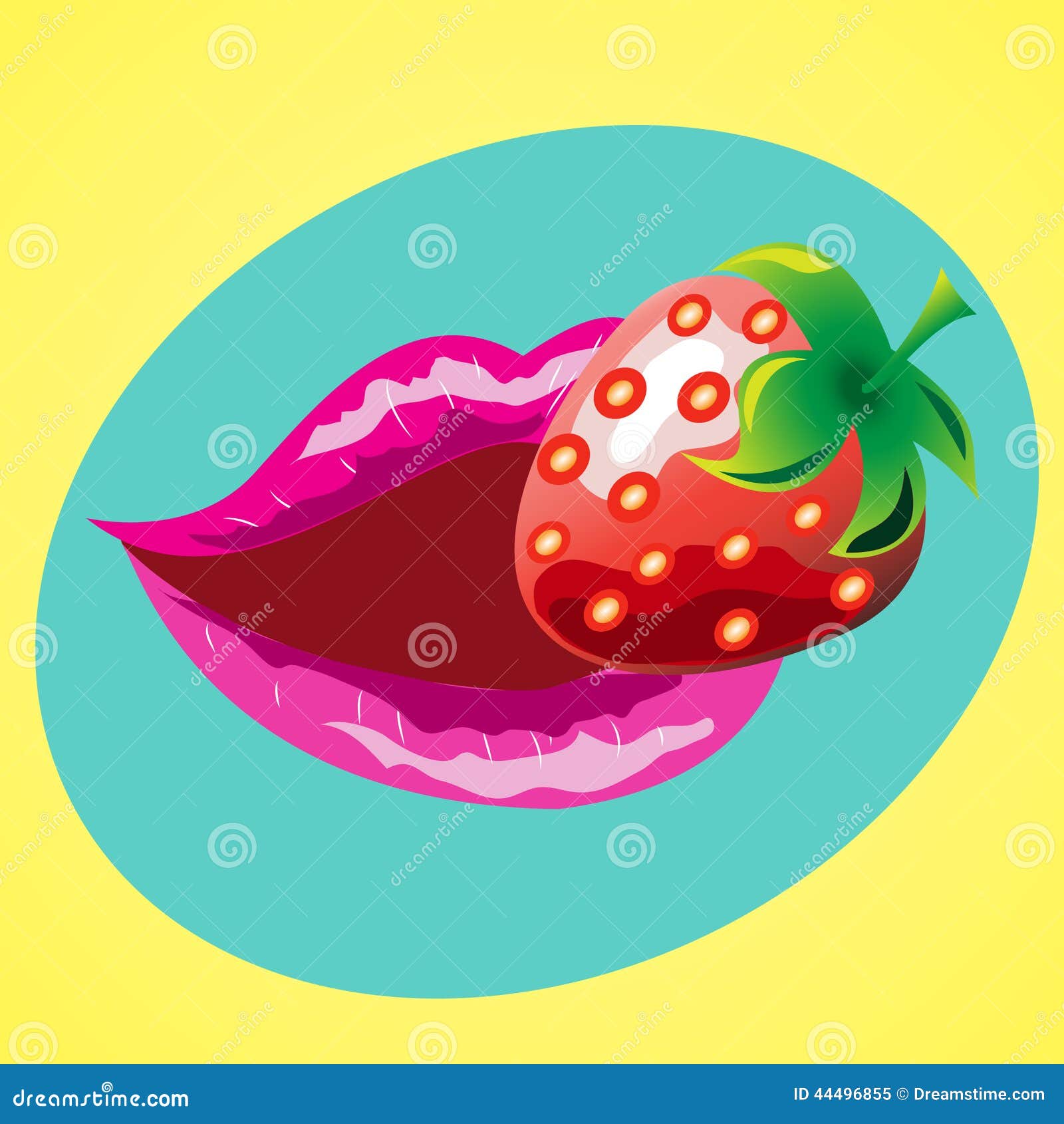 Lips with strawberry stock illustration. Illustration of black - 44496855