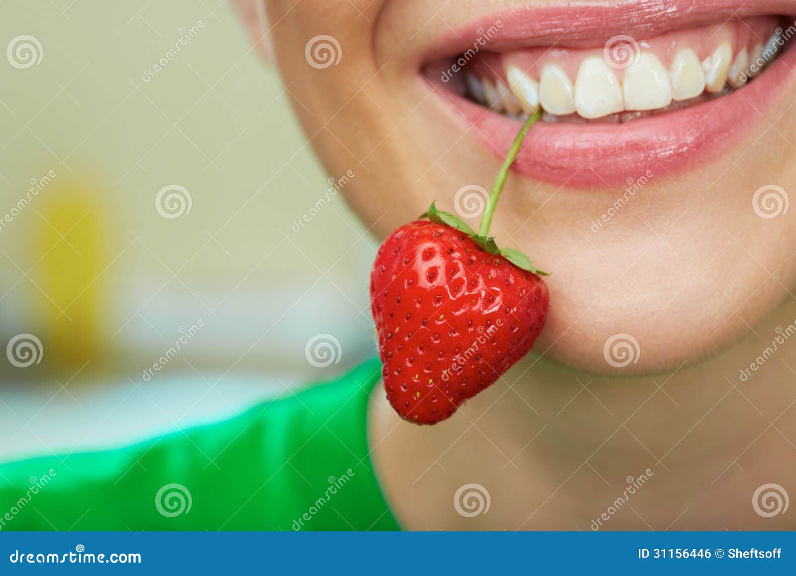 Lips with strawberry. stock photo. Image of skin, mouth - 31156446