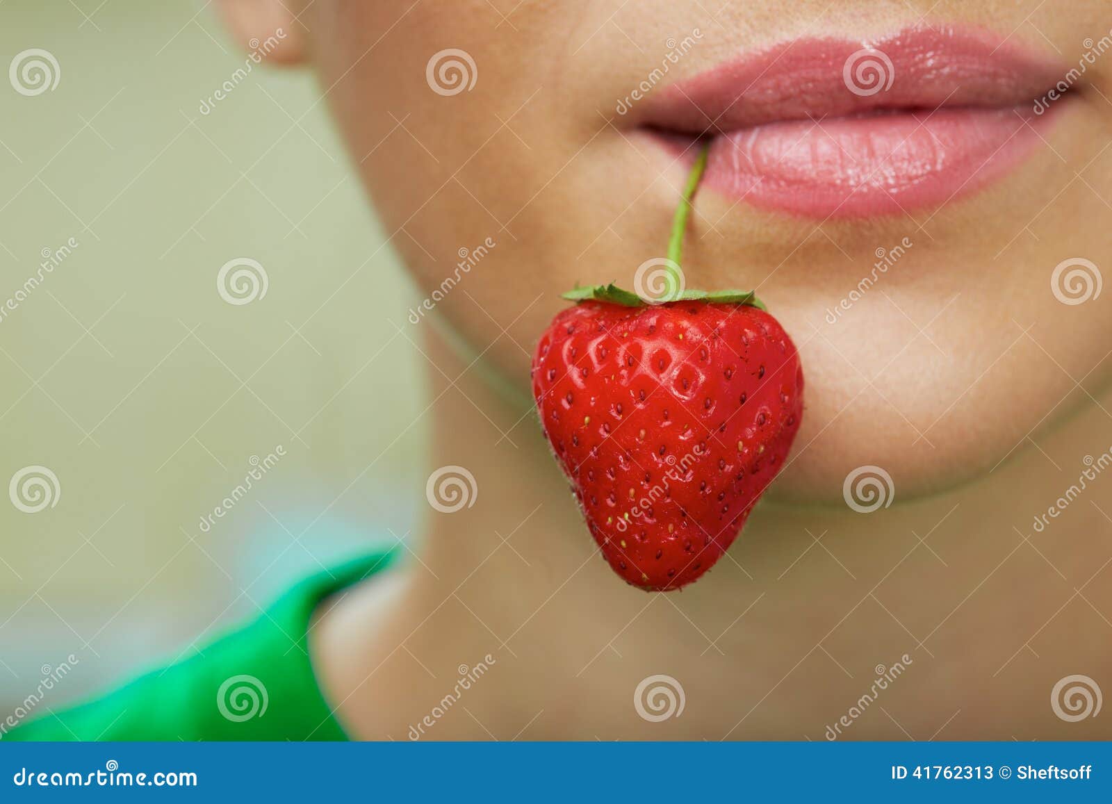 Lips with strawberry. stock image. Image of food, health - 41762313