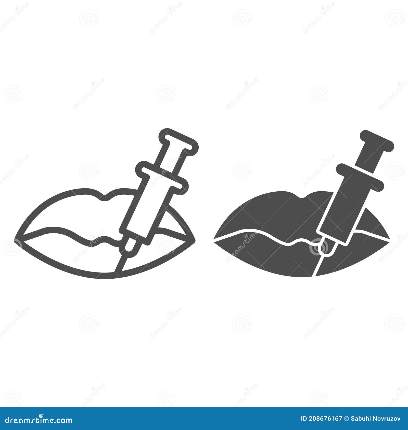 Lips and Syringe Line and Solid Icon, Injections Concept, Botox ...