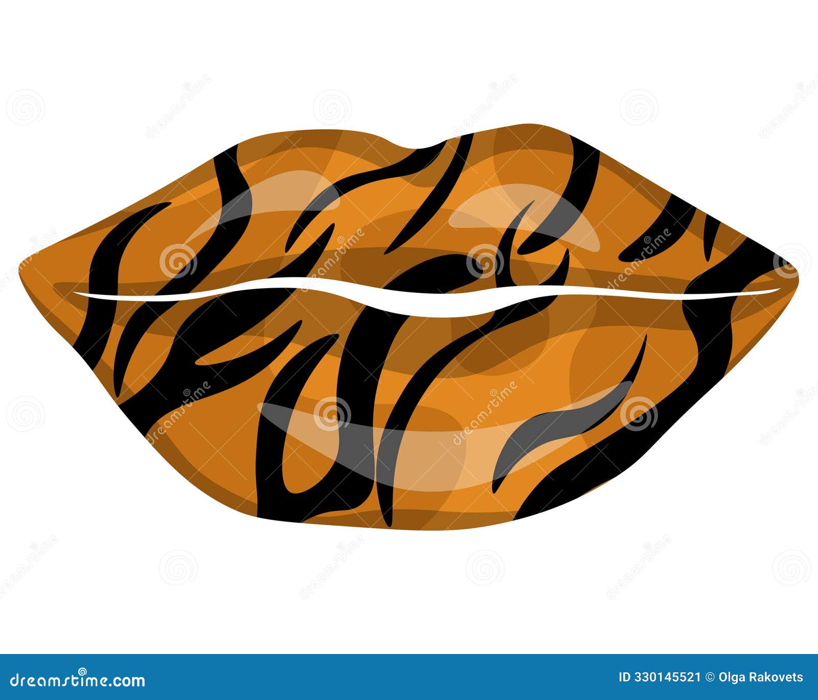 Lips with Tiger Print, Stylish Make-up on Part of the Face Stock ...