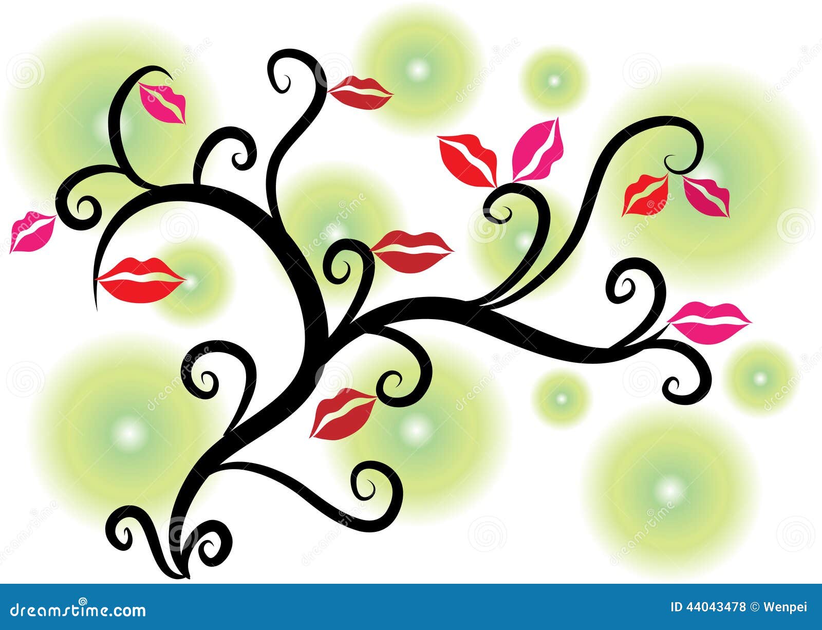 Lips on the tree stock illustration. Illustration of kiss - 44043478