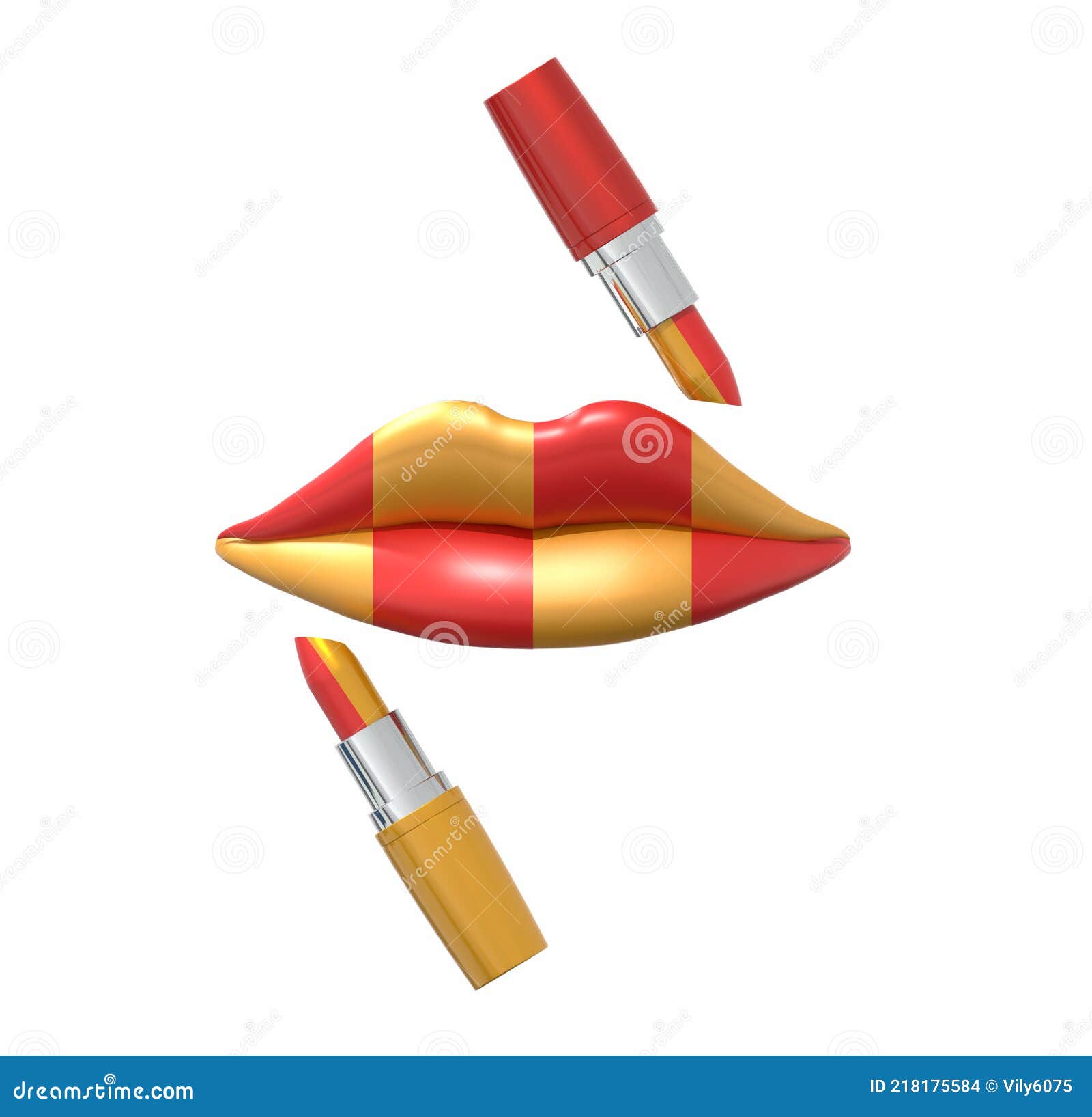 Lips And Tubes With Red And Yellow Lipstick Stock Photography ...