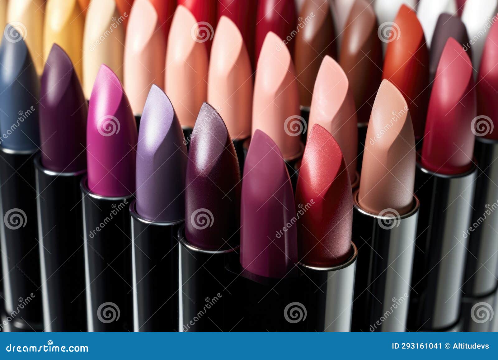Lipstick Assortment in Various Shades, Arranged in a Row Stock Image ...