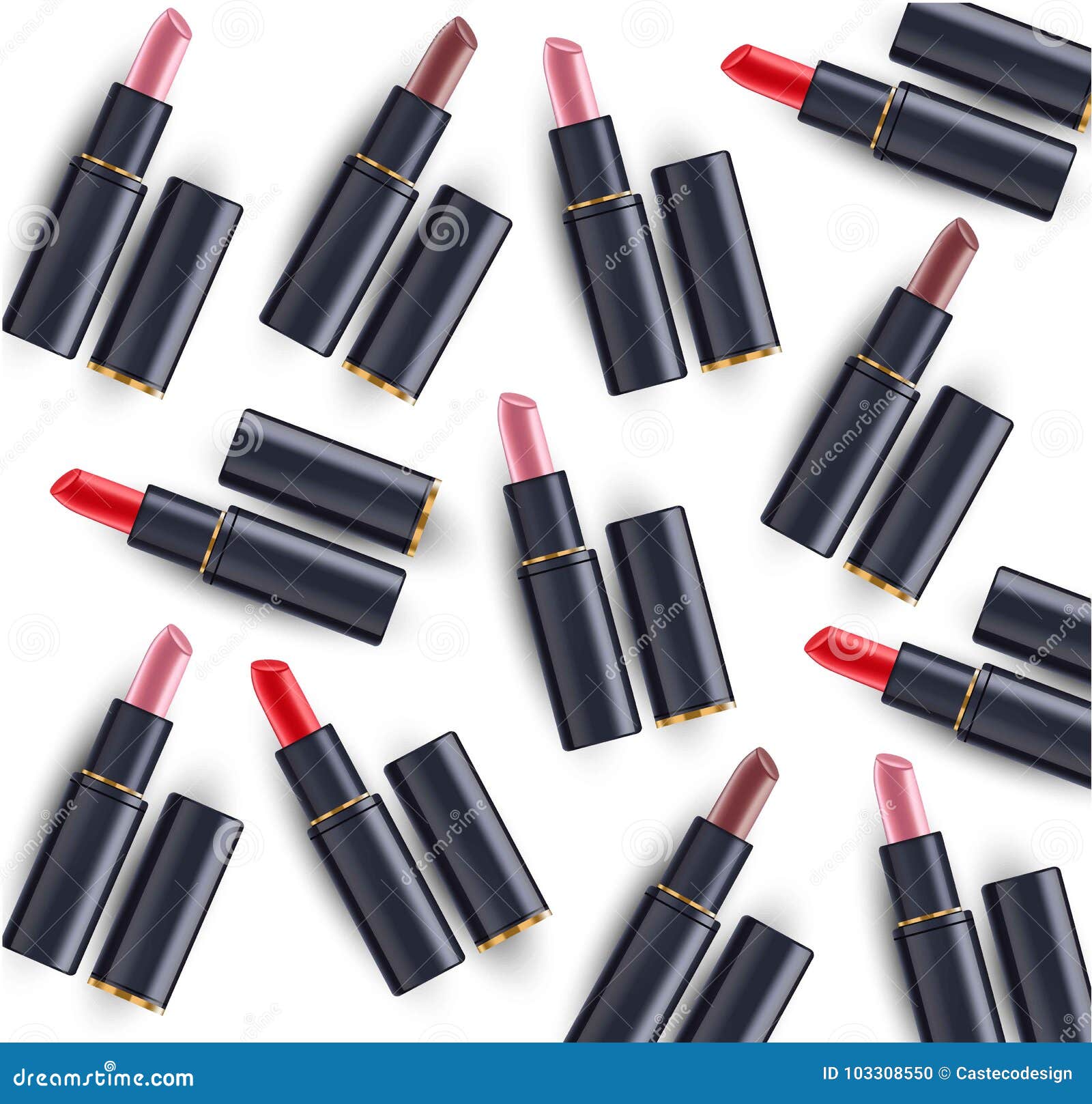 Lipstick Beauty Collection Pattern Template Vector. Cosmetics Packages ...