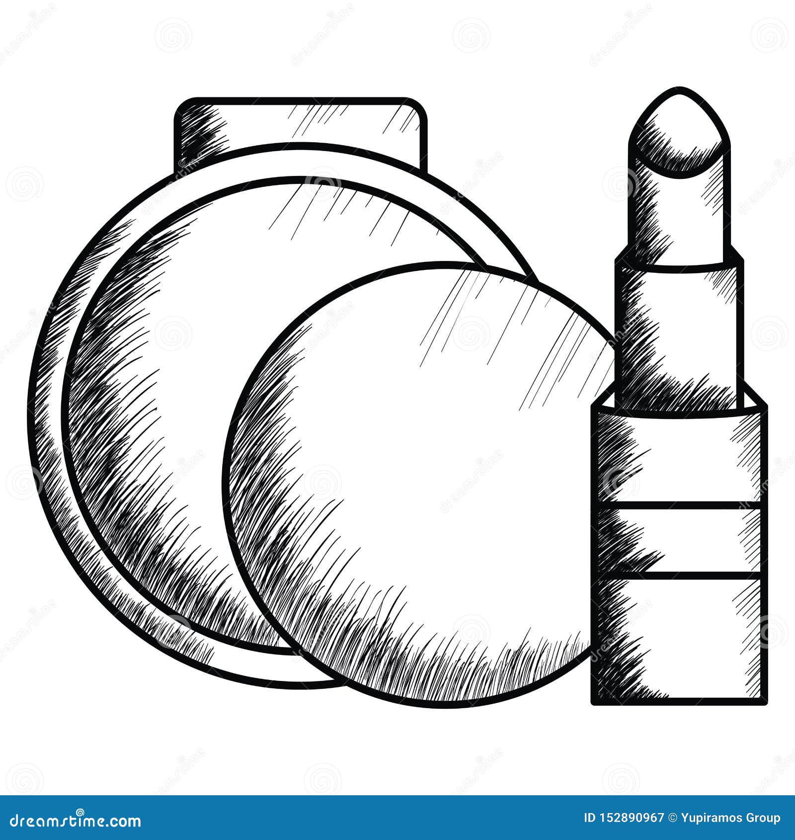 Lipstick and Blush Powder Make Up Drawing Stock Vector - Illustration ...