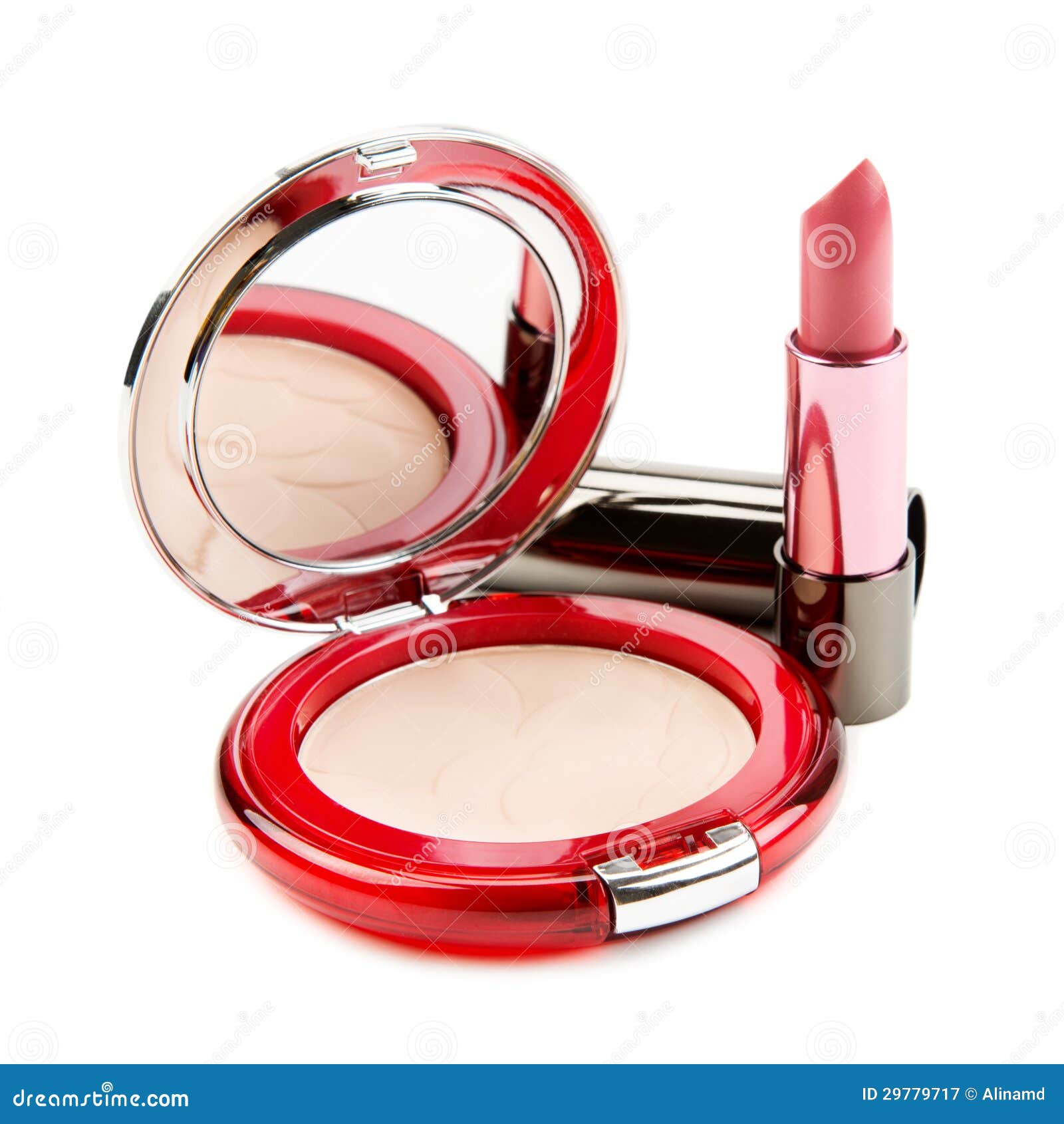 Lipstick and Compact Powder Stock Image - Image of mirror, hygiene ...