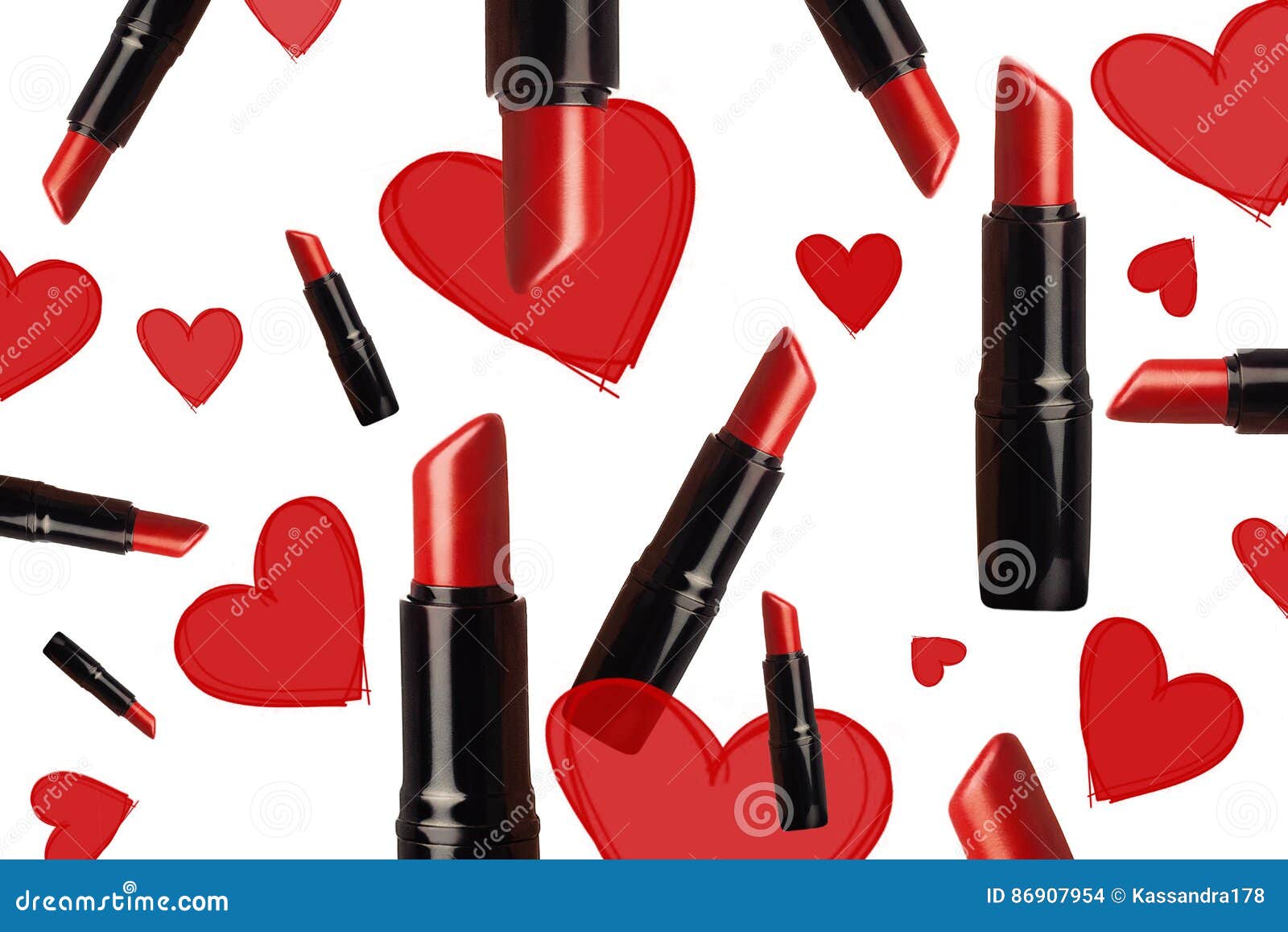 Lipstick and Hearts Collage Stock Photo - Image of salon, fashion: 86907954