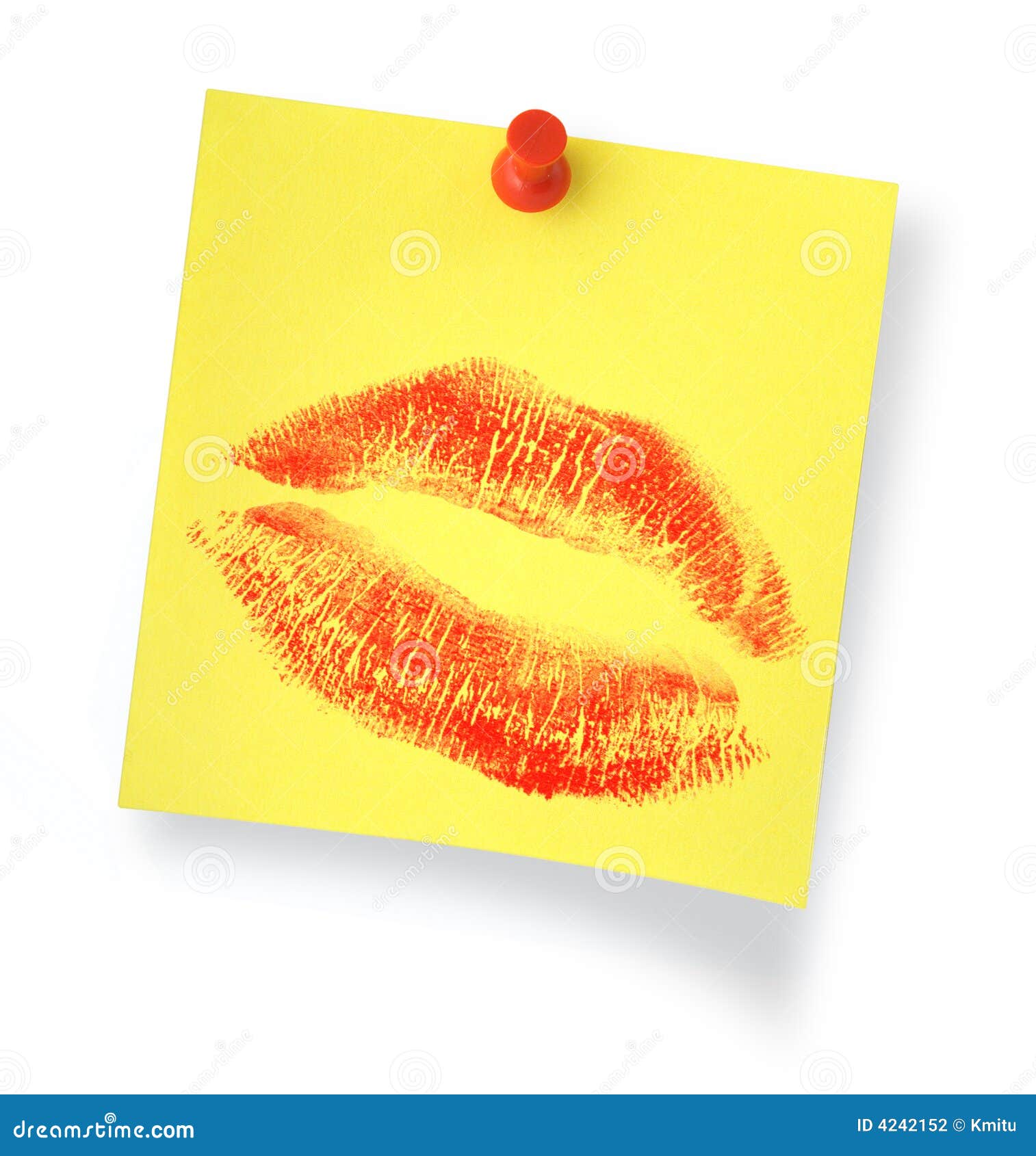 Lipstick kiss on notepaper stock photo. Image of smear - 4242152