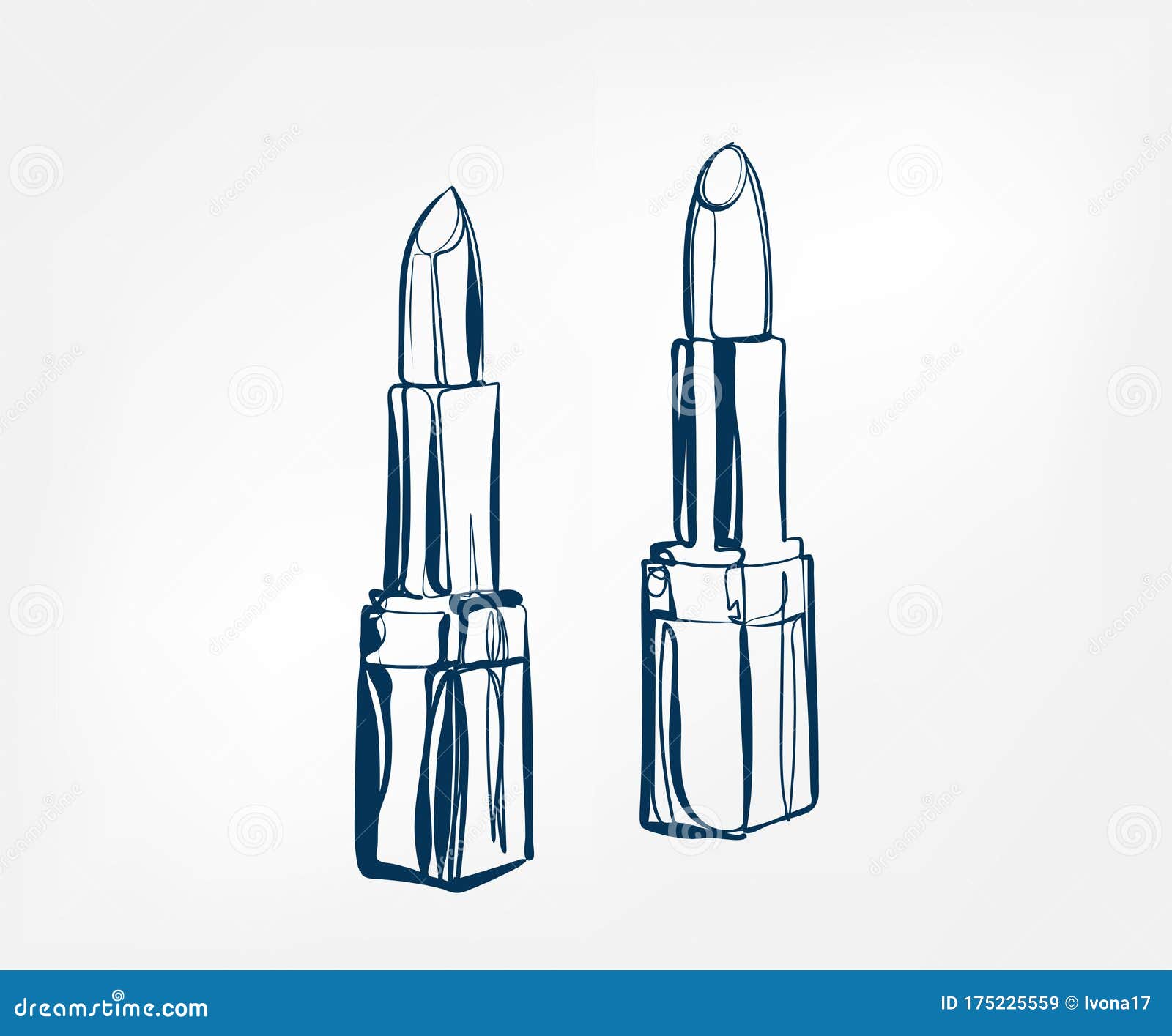 Lipstick Line Art Sketch Outline Isolated Design Element Cosmetics ...