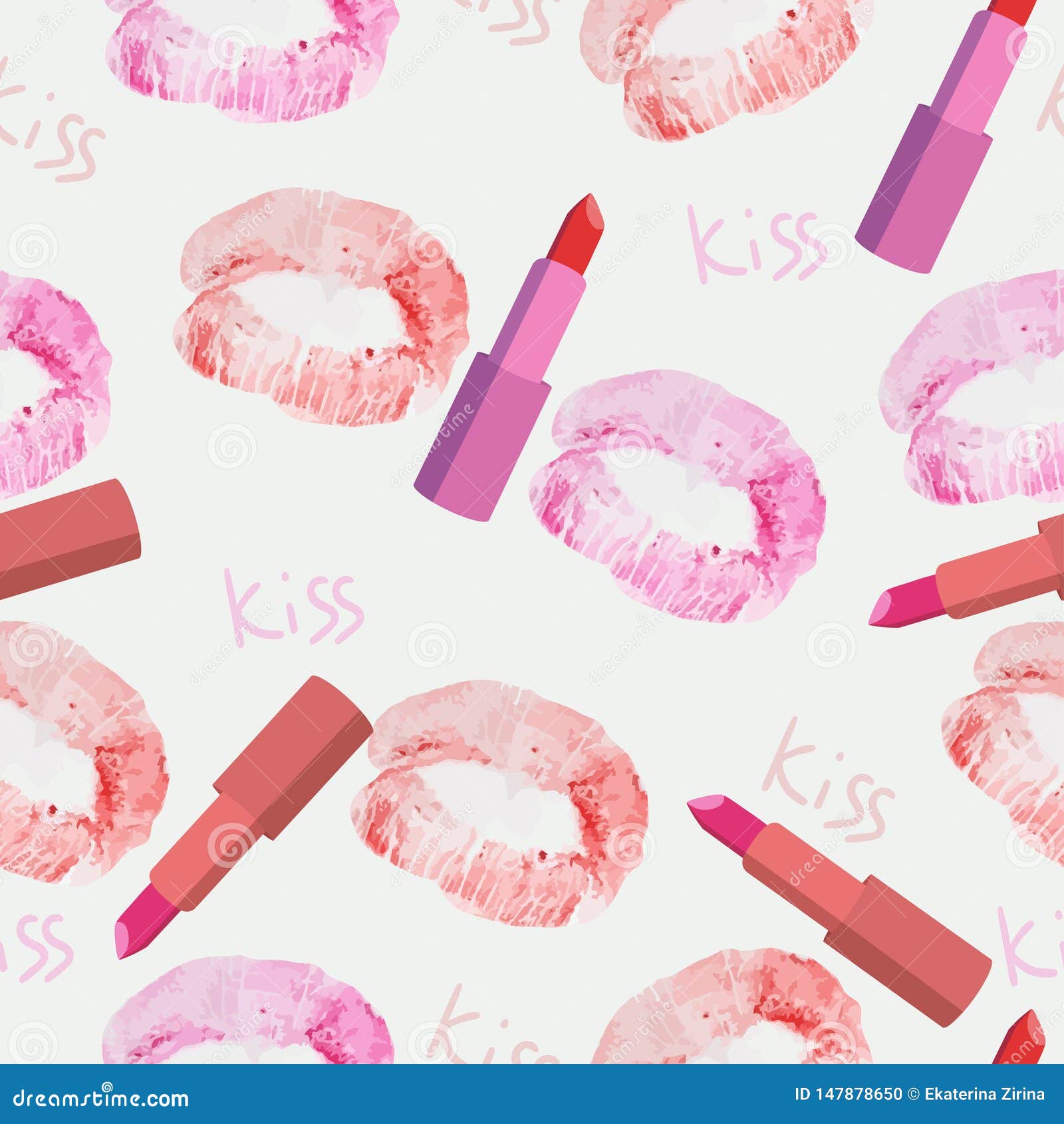 Lipstick and Lip Prints Seamless Pattern. Vector Illustration Stock ...