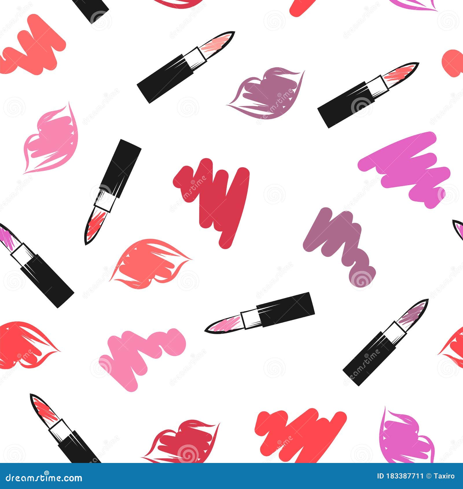Lipstick and Painted Lips. Pattern Seamless Stock Vector - Illustration ...