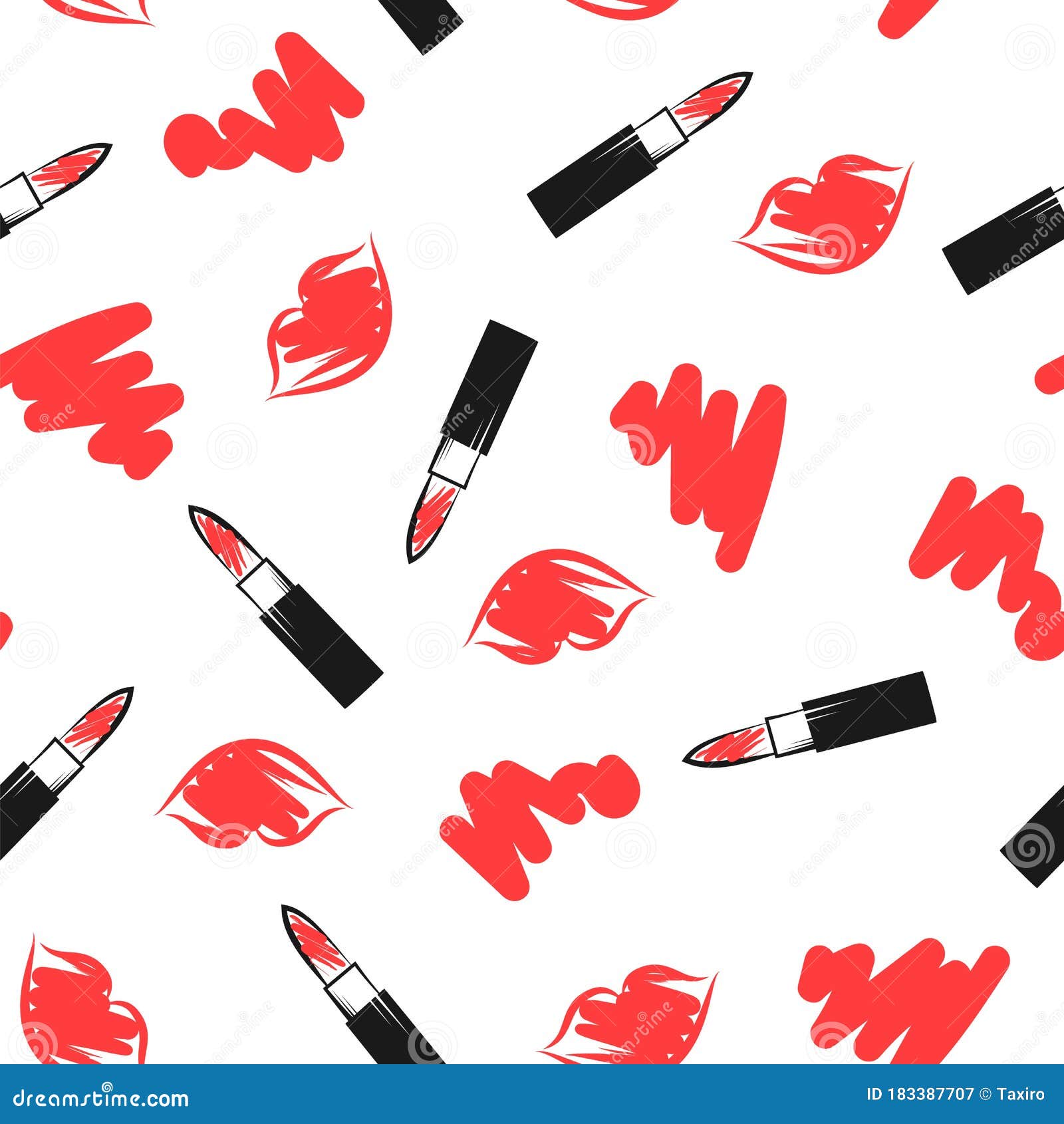 Lipstick and Painted Lips. Pattern Seamless Stock Vector - Illustration ...