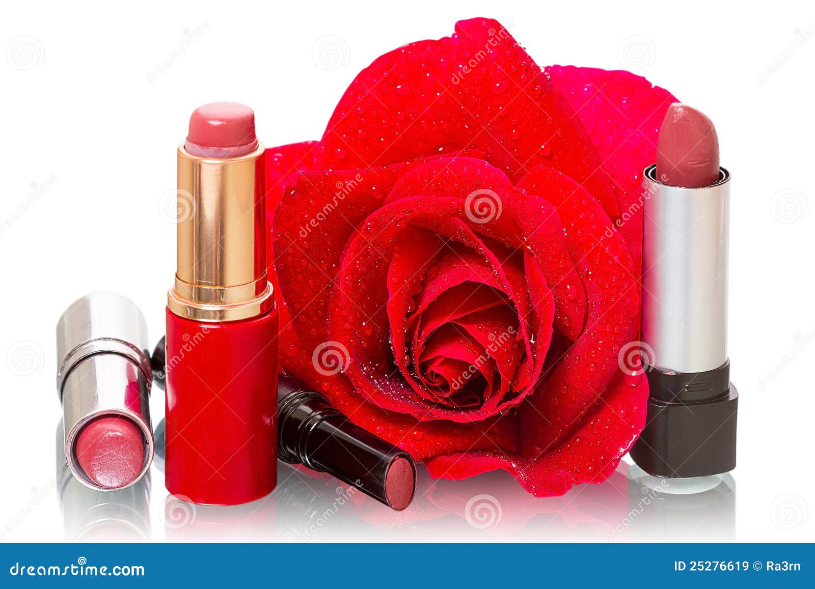 Lipstick and a red rose stock image. Image of water, lipstick - 25276619