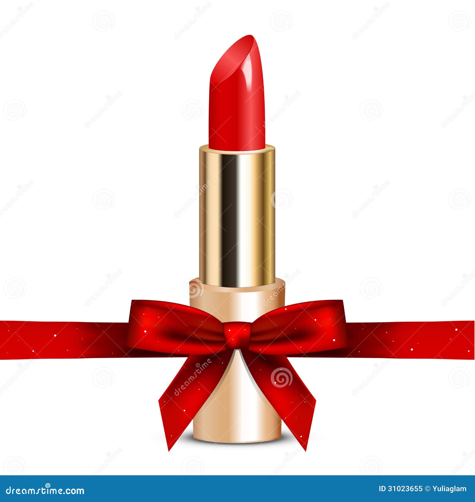 Lipstick with ribbon stock vector. Illustration of gold - 31023655