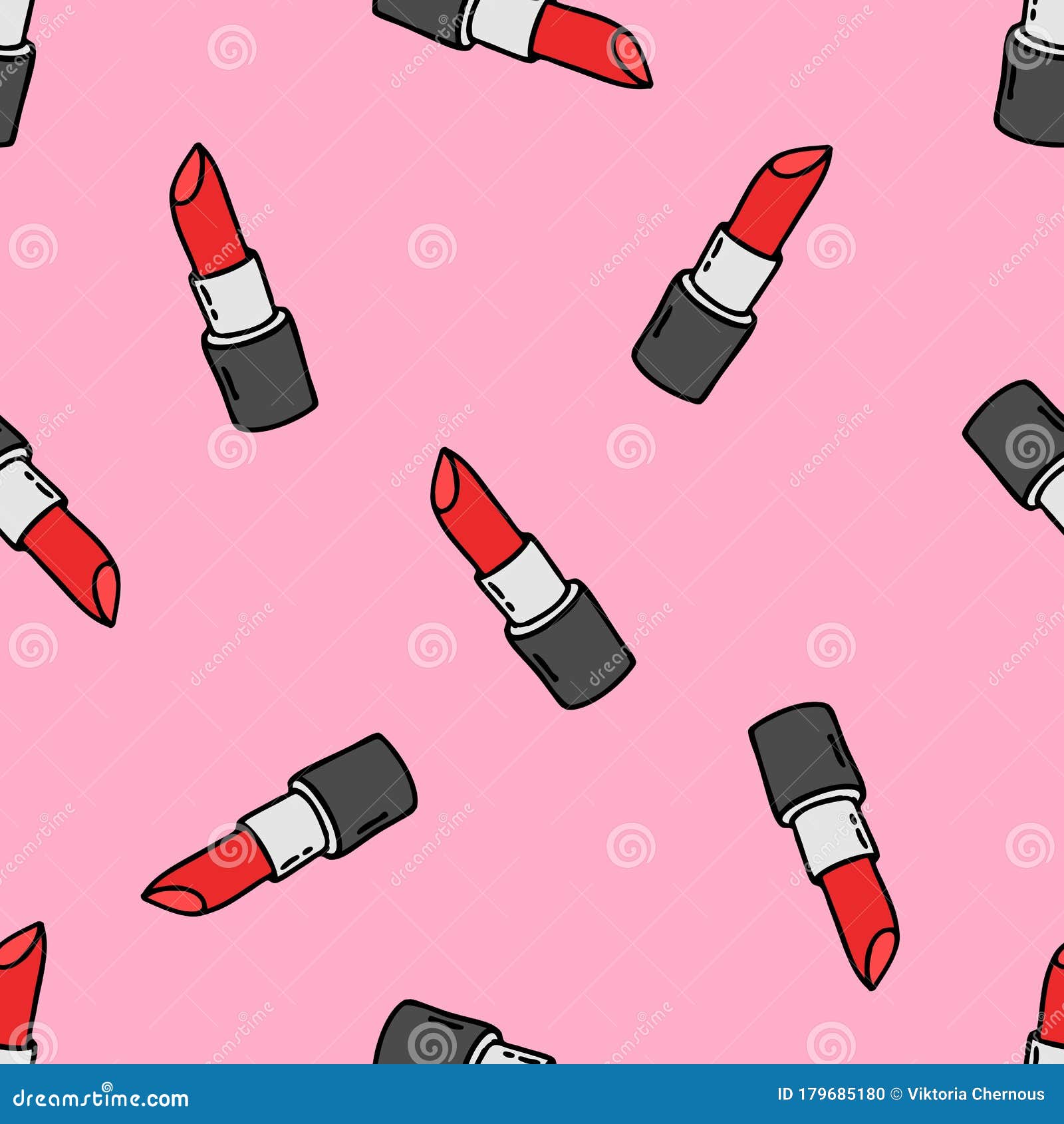 Lipstick Seamless Doodle Pattern Stock Illustration - Illustration of ...