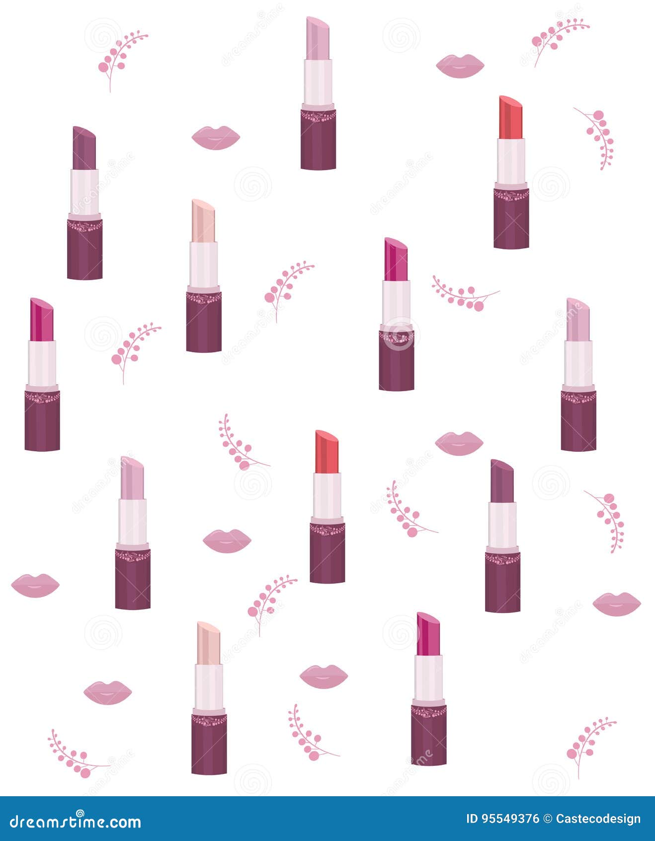 Lipstick Set Collection Pattern Vector Make Up Icons Template Stock ...