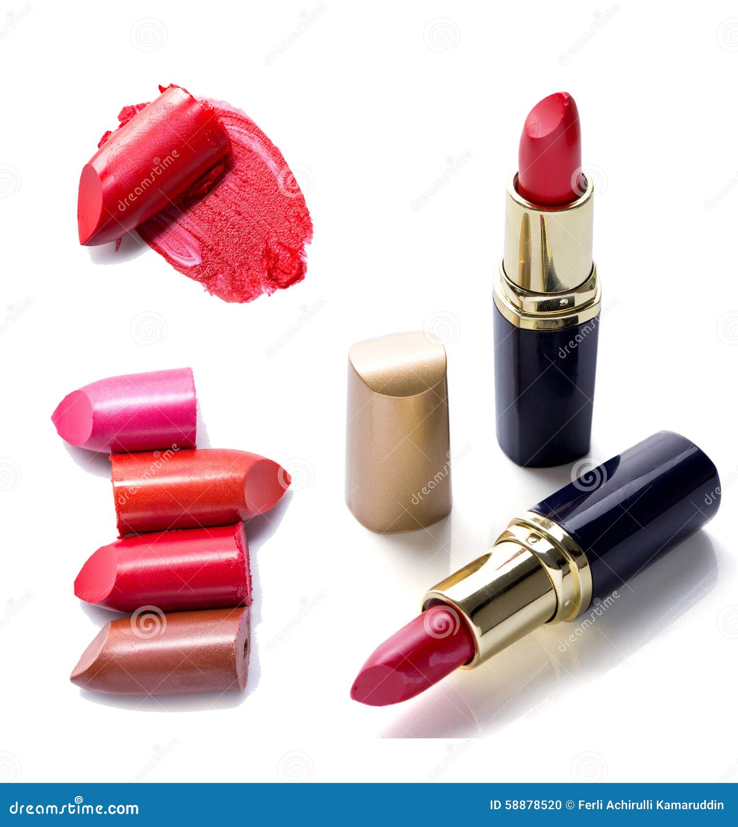 Lipstick set cosmetics stock photo. Image of makeup, powder - 58878520