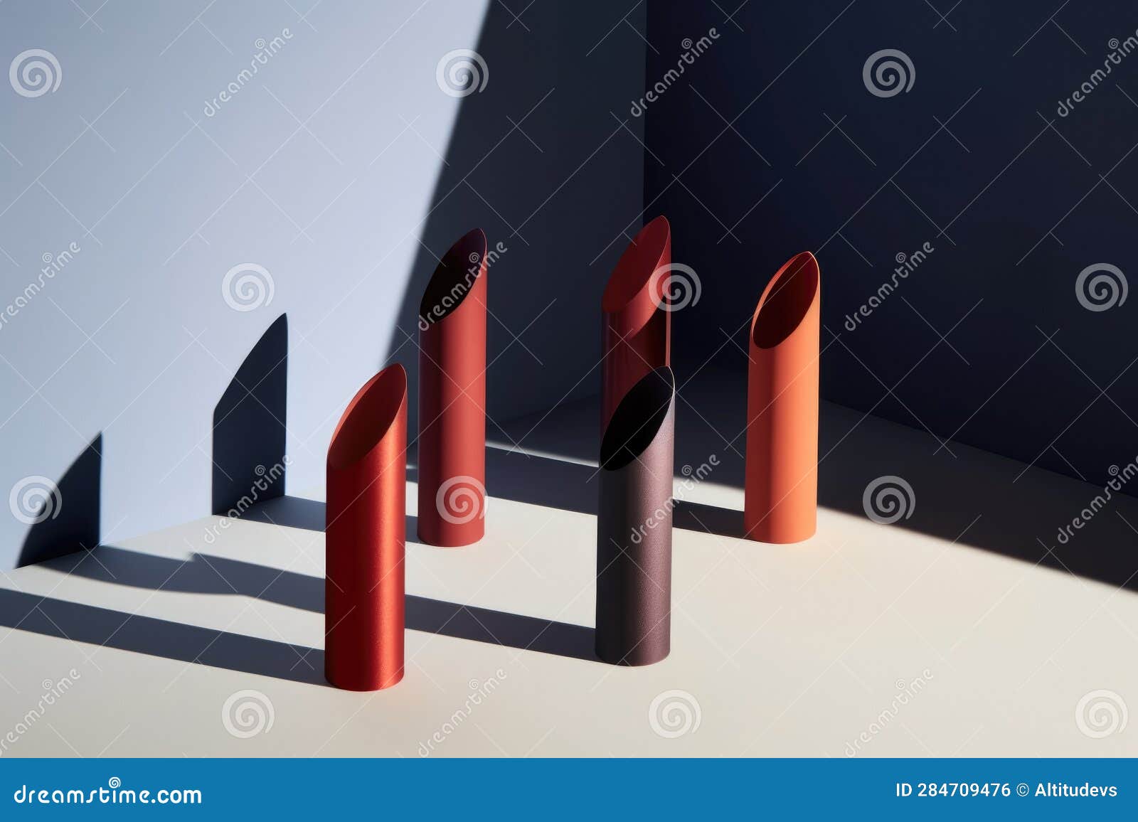 Lipstick Tubes Casting Long Shadows on a Minimal Background Stock Photo ...