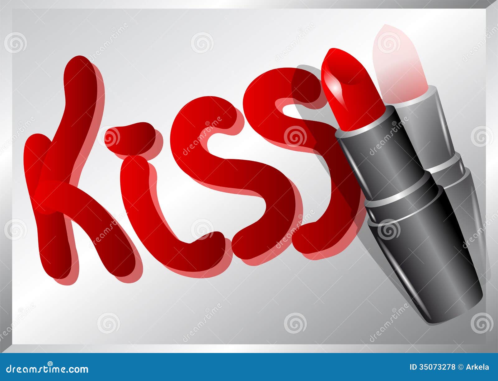 Lipstick and word kiss stock vector. Illustration of stick - 35073278