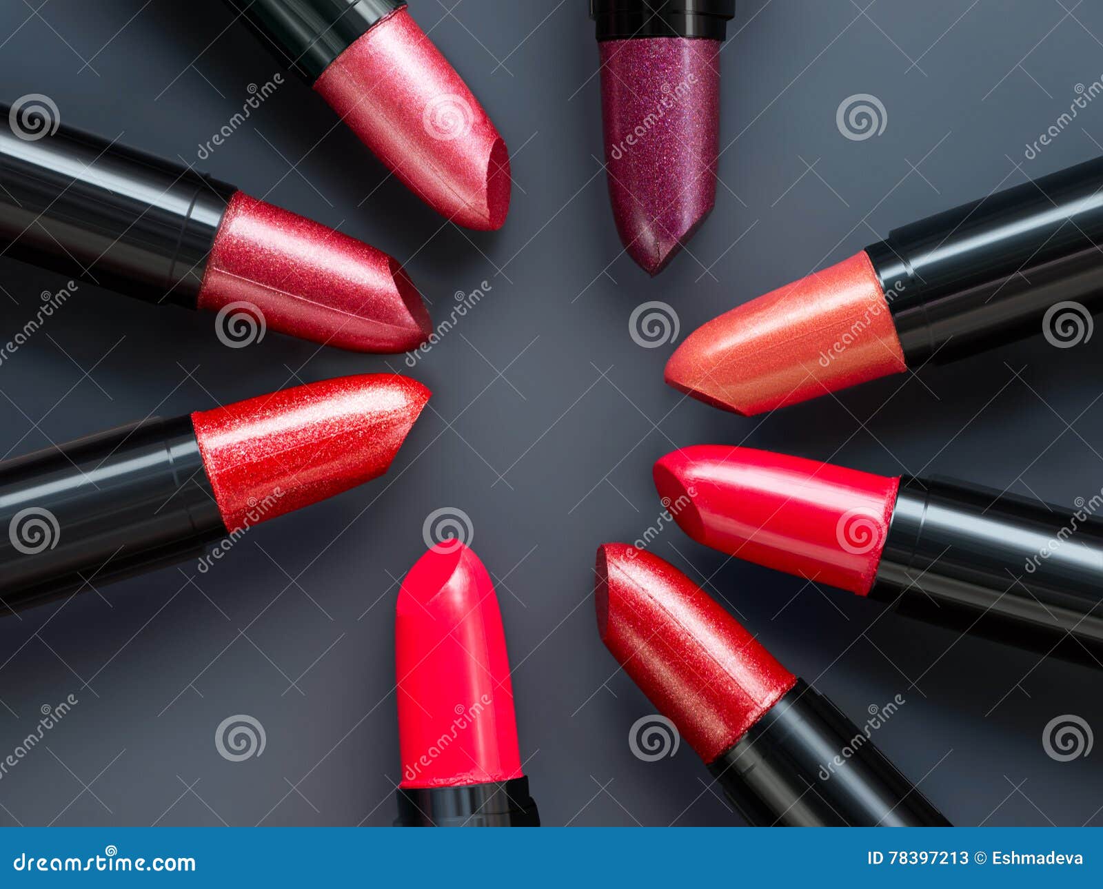 Lipsticks Set on Abstract Gray Background Stock Image - Image of beauty ...