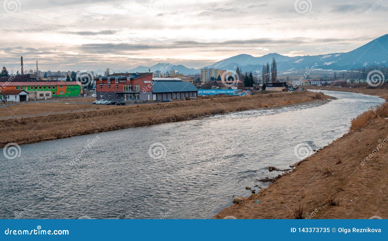Liptovsky Mikulas. Slovakia Town with River on Winter Editorial Image ...