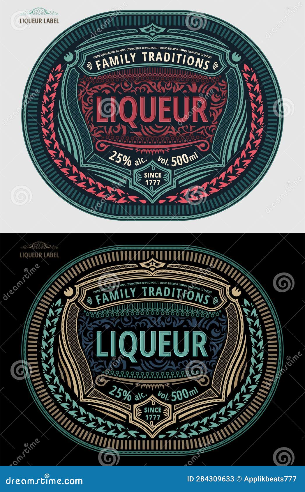 Liqueur Label, Modern Style Typographic Template, Beverage Package ...