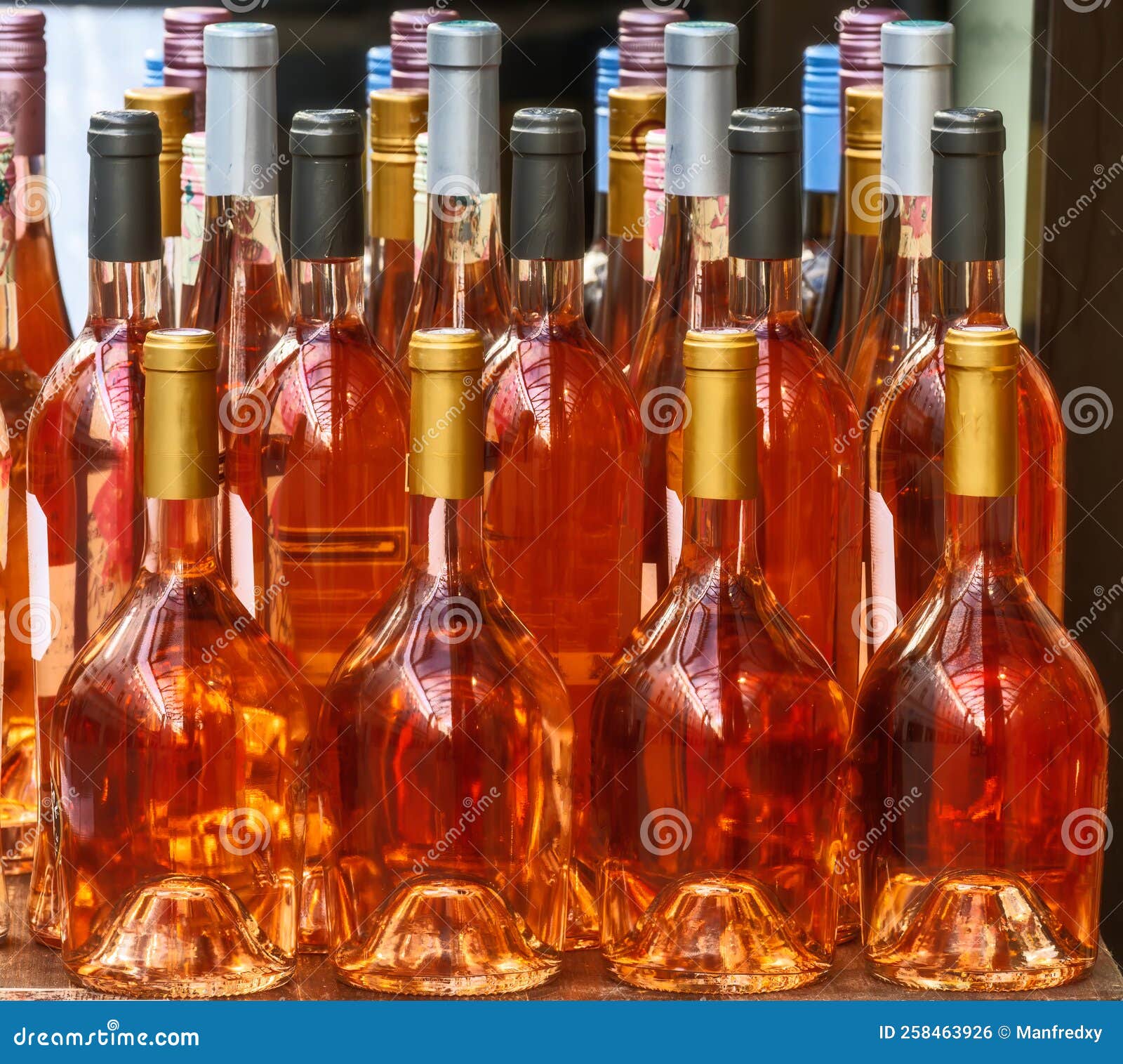 Liqueur and wine bottles stock photo. Image of bottle - 258463926