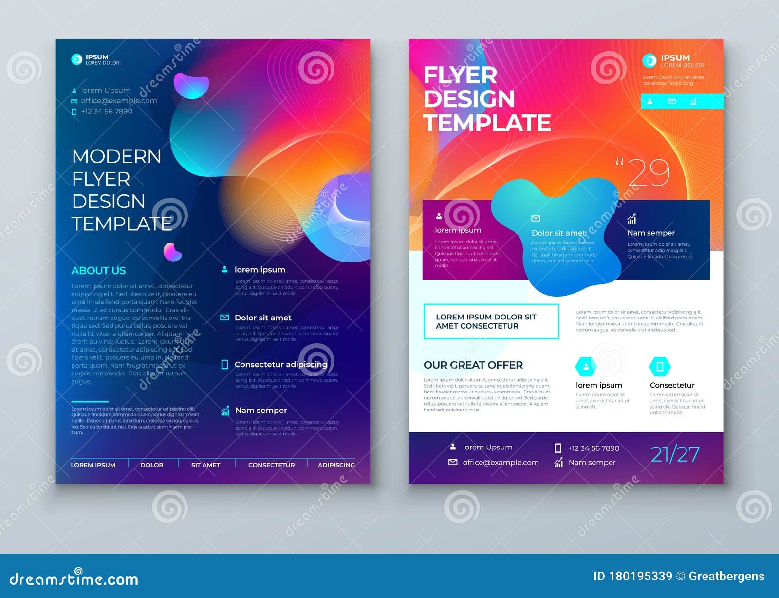 Liquid Abstract Flyer Design. Dark Fluid Dynamic Graphic Element for ...
