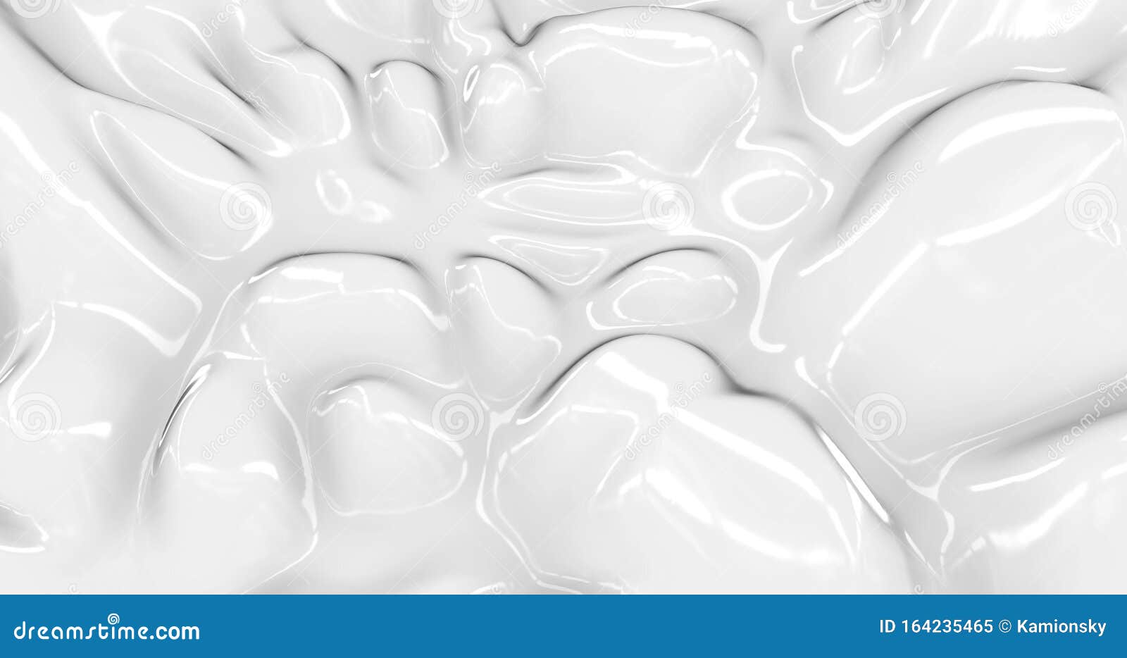 Liquid Abstract White Background. Smooth Glossy Texture 3D Rendering L ...