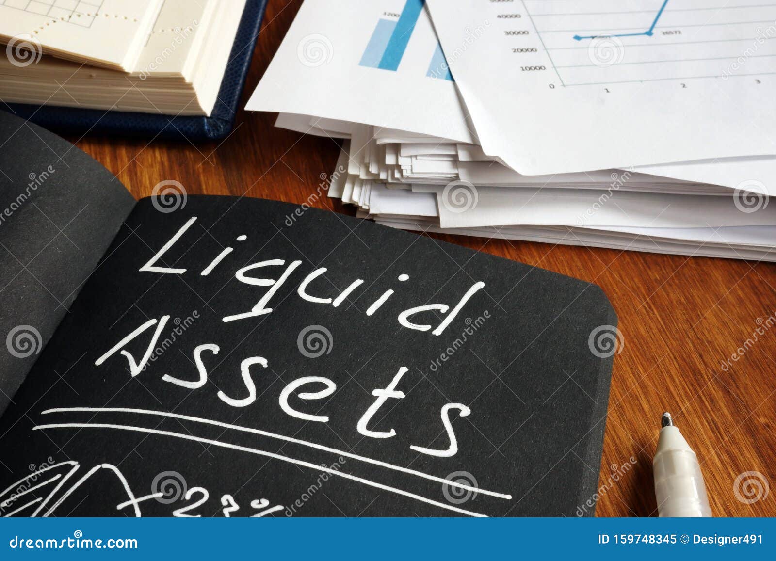 Liquid Assets List and Calculations in the Notepad Stock Image - Image ...