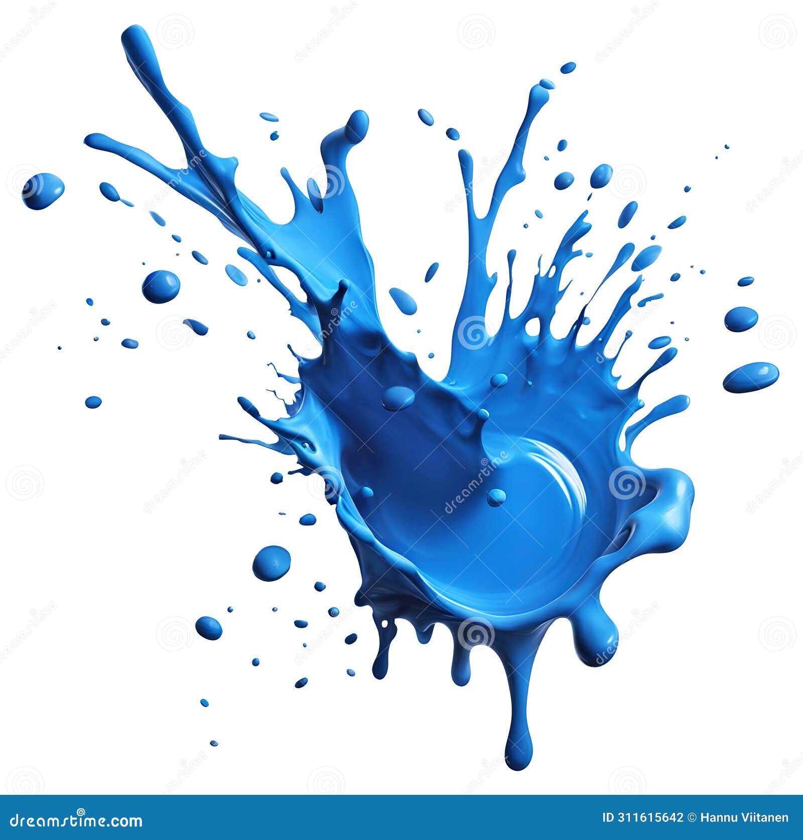 Liquid Blue Paint Making Big Splash and Drops Stock Illustration ...