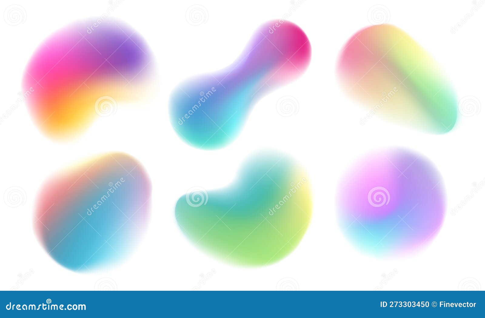 Liquid Blurred Shapes. Set of Soft Color Gradient Defocused Shapes for ...
