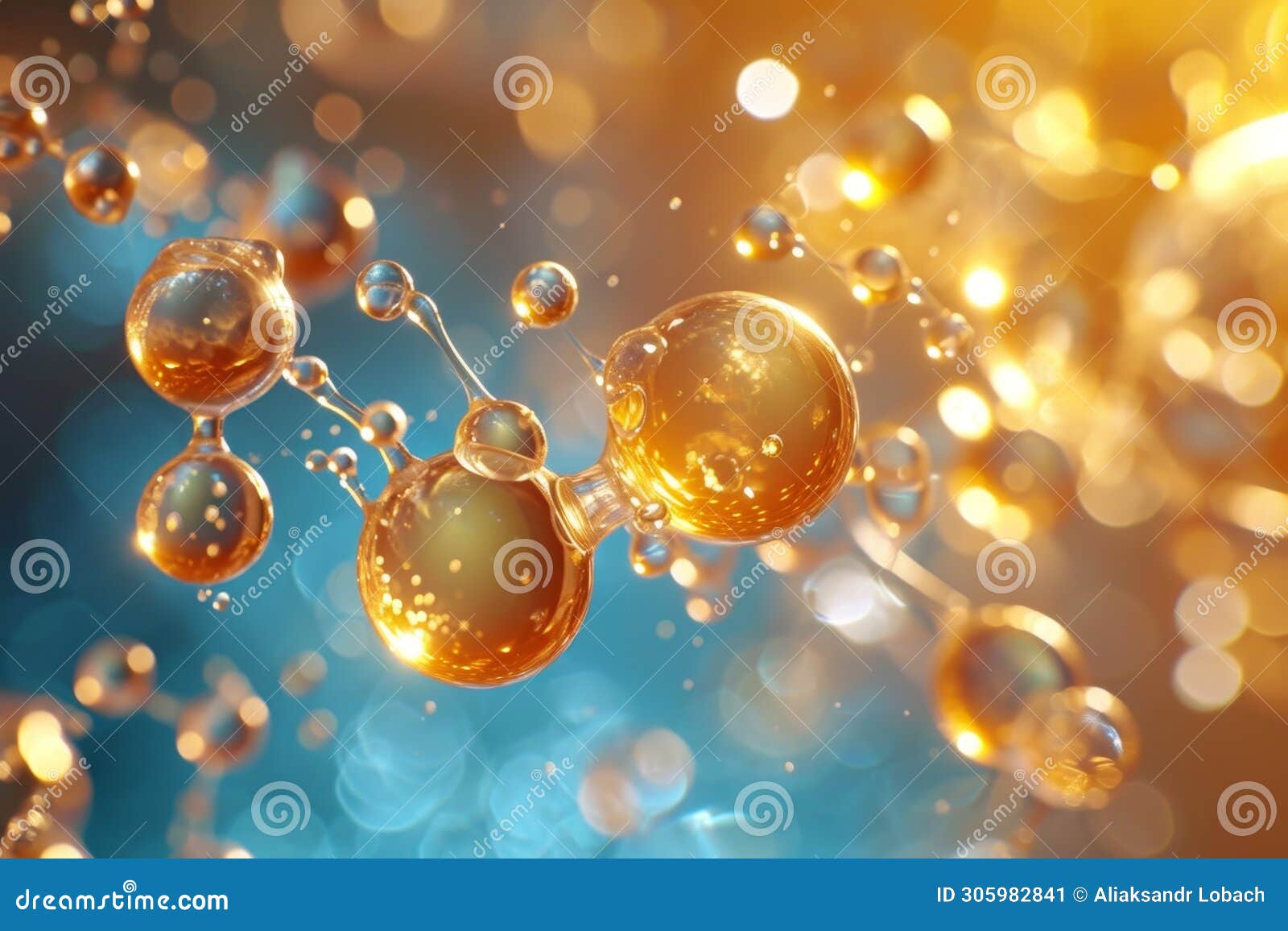 Liquid Bubble, a Molecule Inside a Liquid Bubble Against a Background ...
