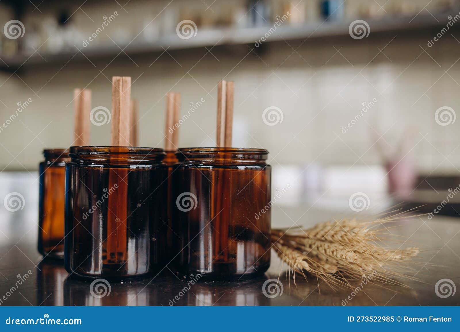 Liquid Candle Wax is Poured into a Glass Jar Stock Image - Image of ...