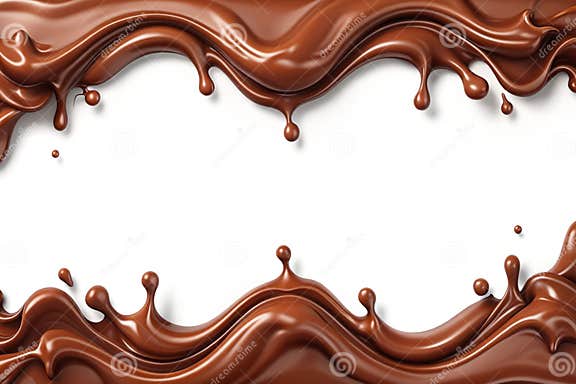 Liquid Chocolate Border Design Isolated on White Background Stock ...
