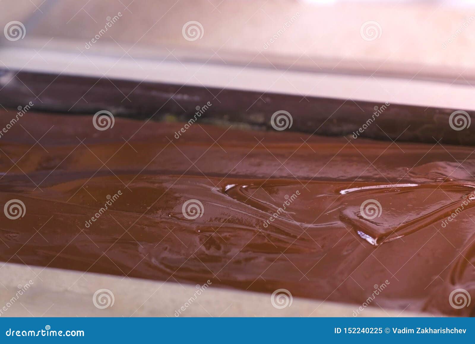 Liquid Chocolate Filling for Sweets on a Baking Sheet. Stock Image ...