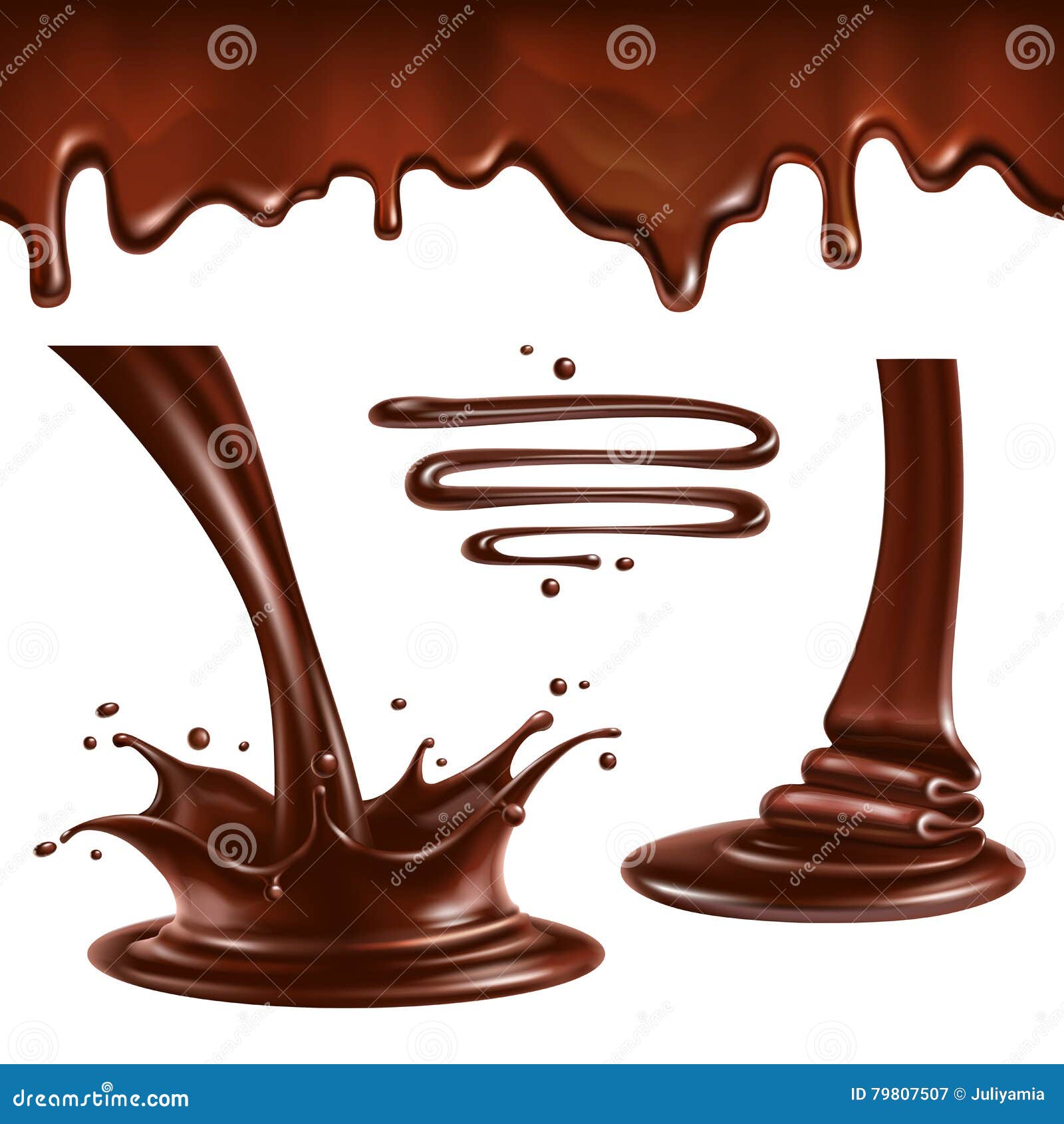 Liquid Chocolate. Splashes and Drops. Stock Vector - Illustration of ...