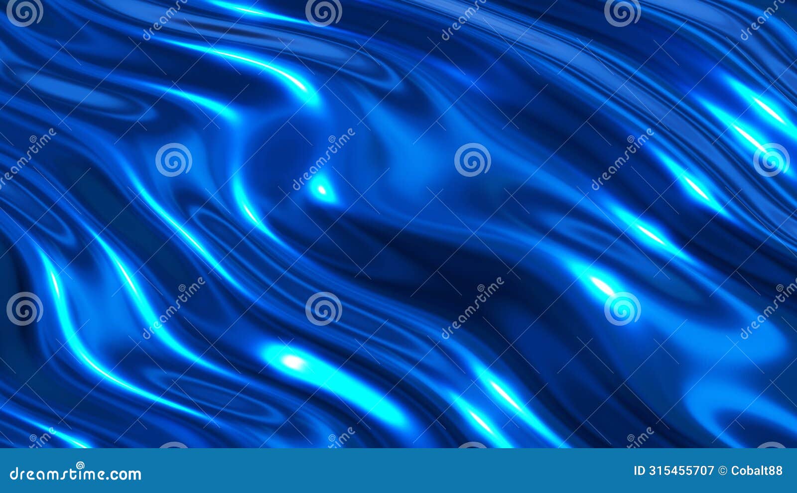 Liquid Chrome Waves Background, Shiny and Lustrous Blue Metal Pattern ...